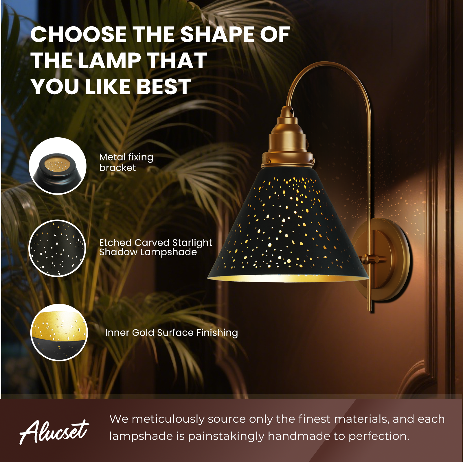 Pendant Light Shade, ALUCSET Trumpet Star Iron Lampshade Fitter Fits ...