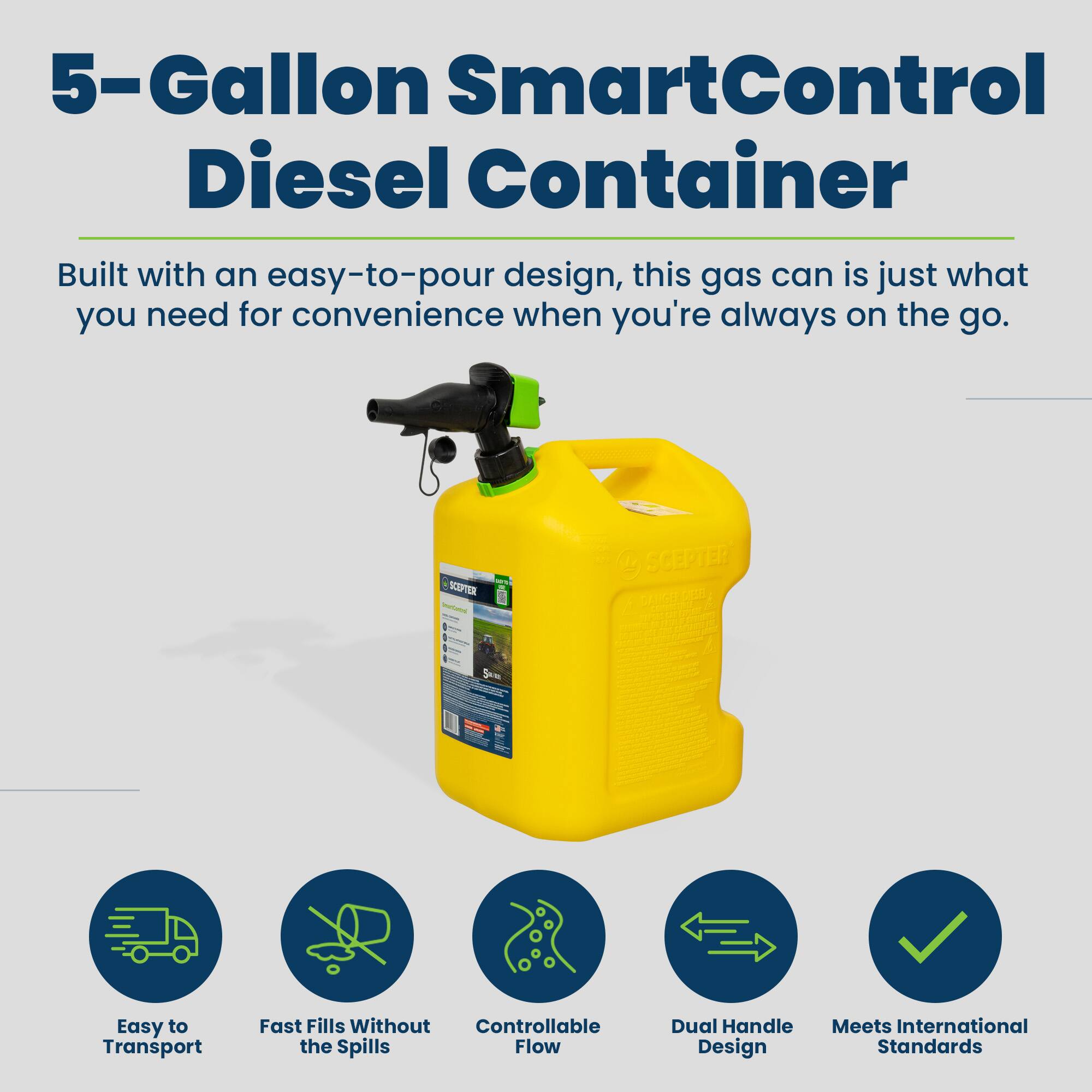 Scepter SmartControl Rear Handle Diesel Gas Jug, 5 Gal/18.9L, 2 Pack ...