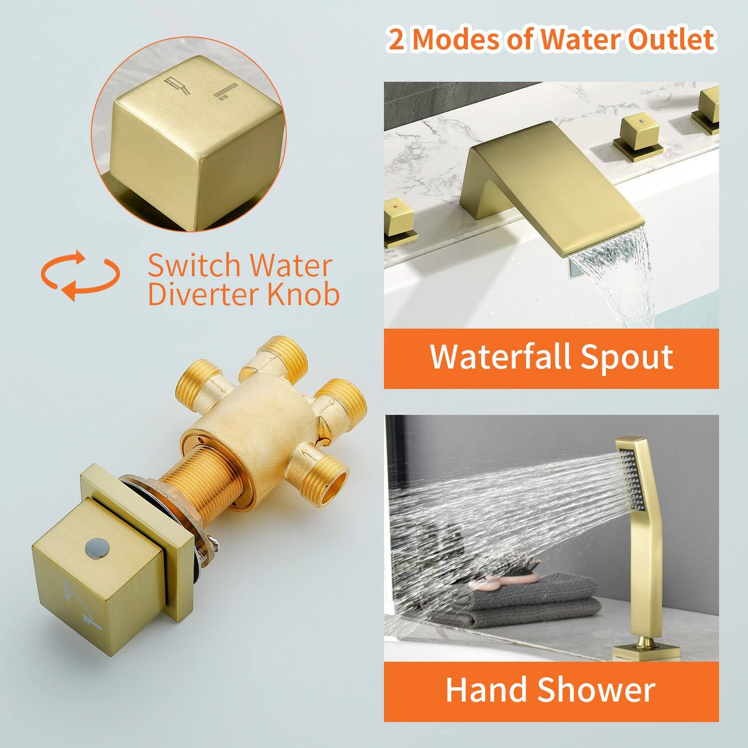 Boyel Living 4.72 in.W Sloped Bathtub Hot and Cold Water Faucet with ...