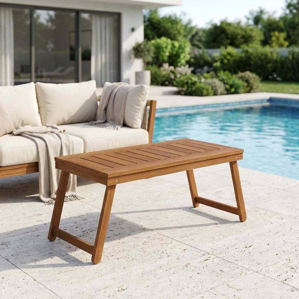 Outdoor Escape Portable Hardwood Folding Coffee Table Natural ...