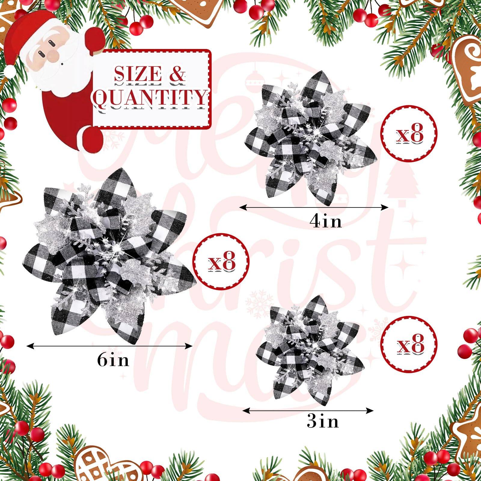 Paradigms Interiors 24 Christmas Glitter Artificial Poinsettia Flowers ...