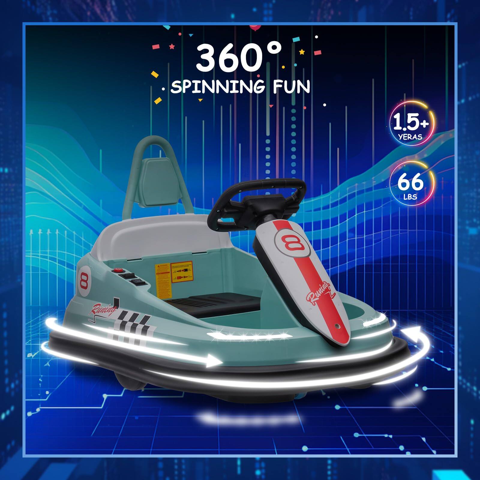 GARVEE new 6V Kids Electric Bumper Car 360 Degree Spin 2 Speeds ...