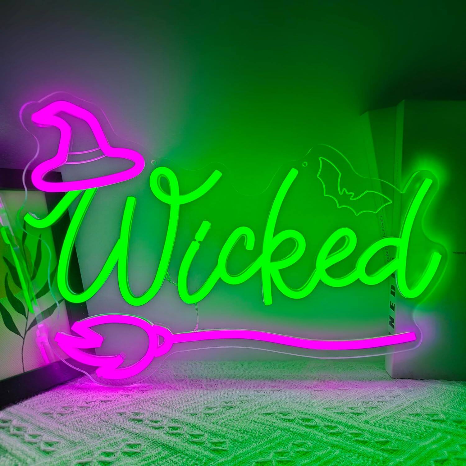 Auledio Dimmable Witch Neon Sign Halloween Neon Sign Purple, green ...