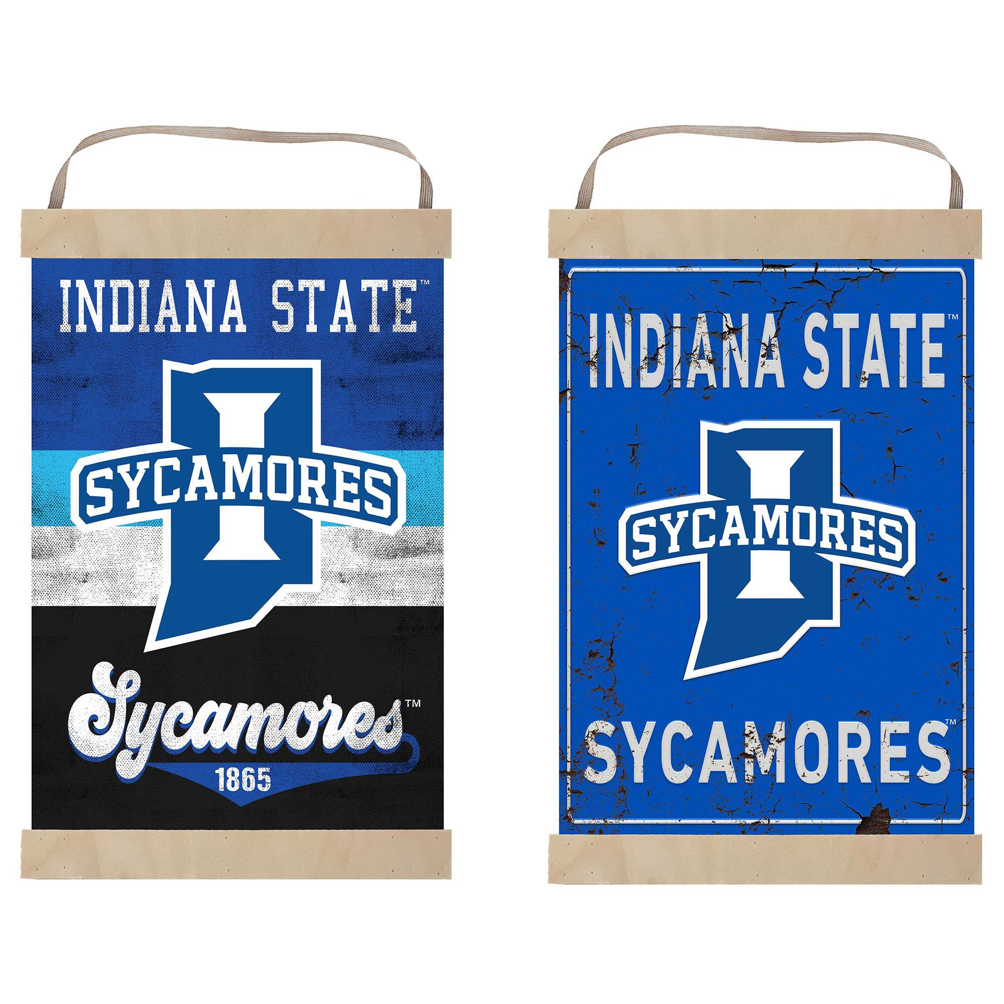 Jardine Indiana State Sycamores Reversible Retro Logo Banner Sign Blue ...