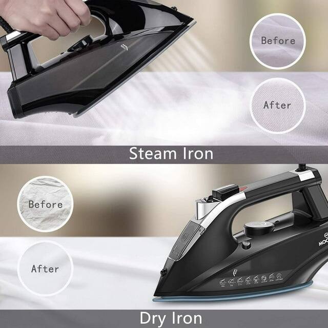 MOOSOO Steam Iron 1800W Dry Iron Lightweight Anti drip Iron with Auto ...