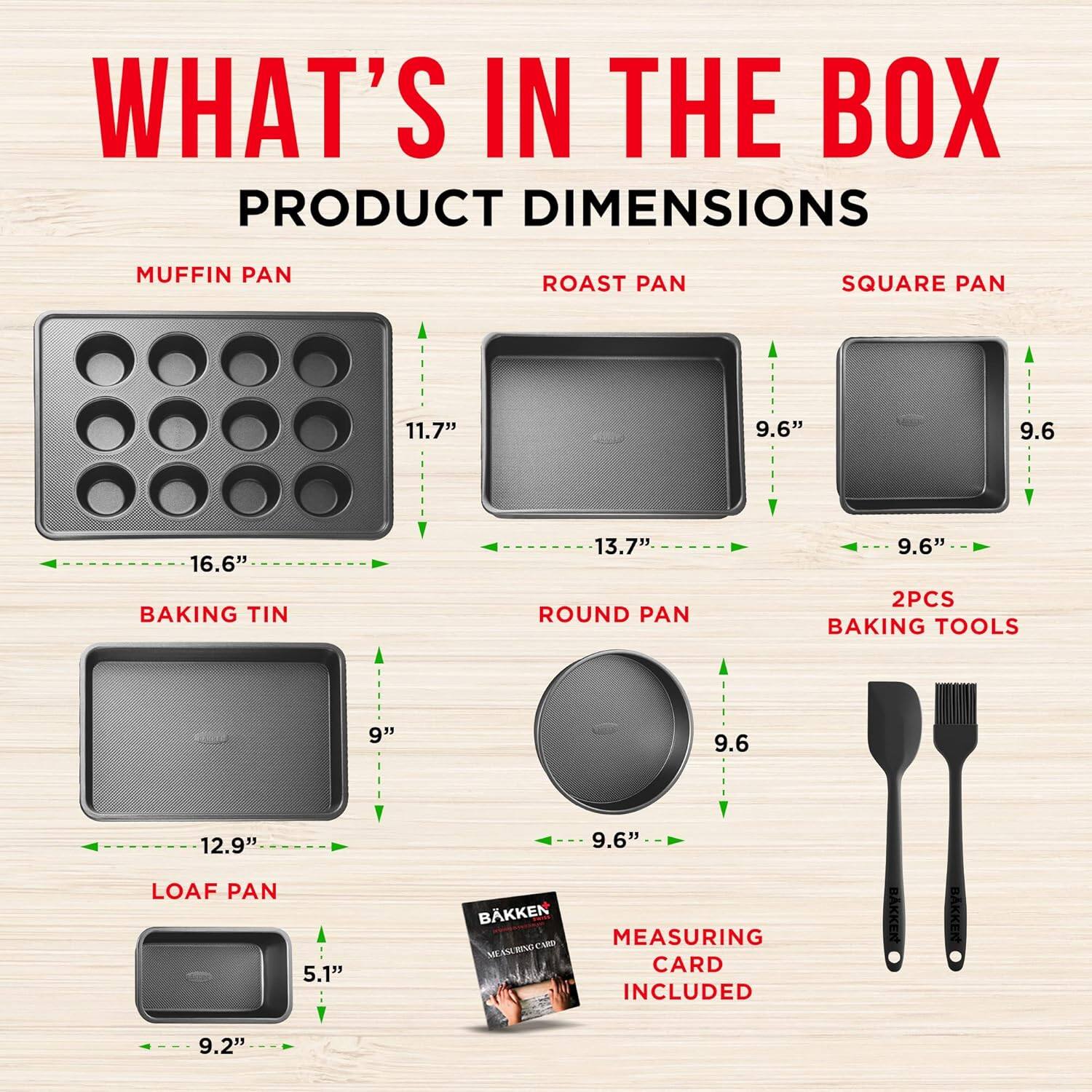 Bakken Swiss Bakeware Set – 8 Piece – Non Stick Professional Home ...