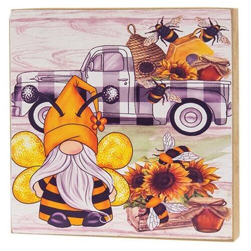 BreeBe *Bumblebee Gnome w/Buffalo Check Truck Square Block Multi G06603 ...