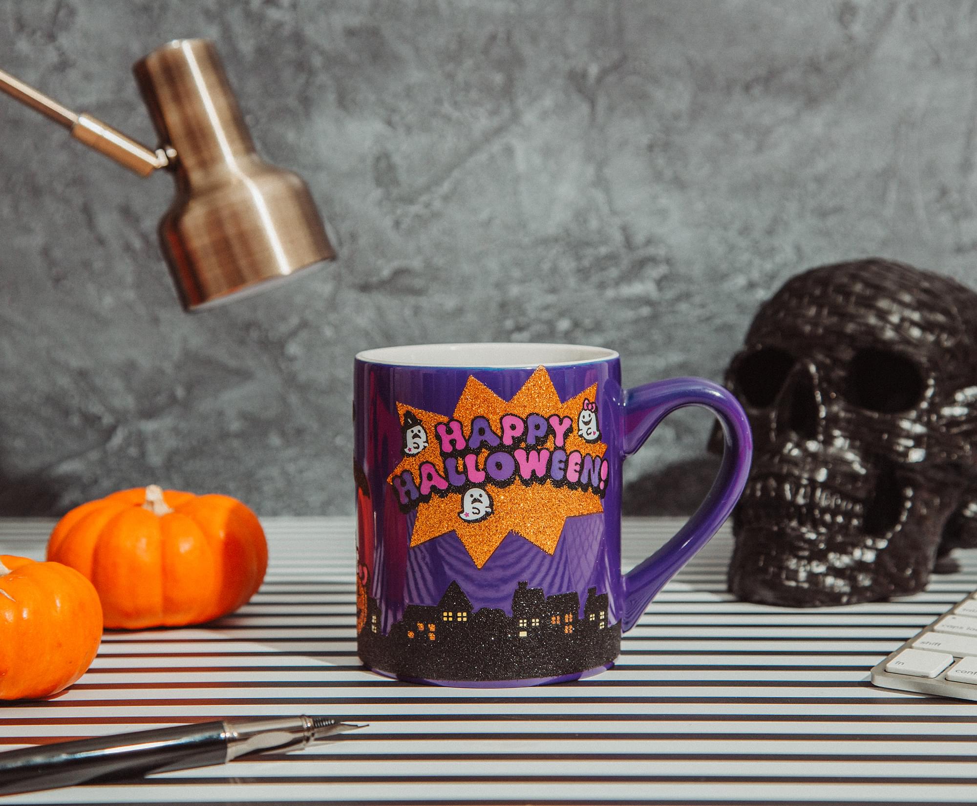 Silver Buffalo Sanrio Hello Kitty "Happy Halloween" Ceramic Glitter Mug ...