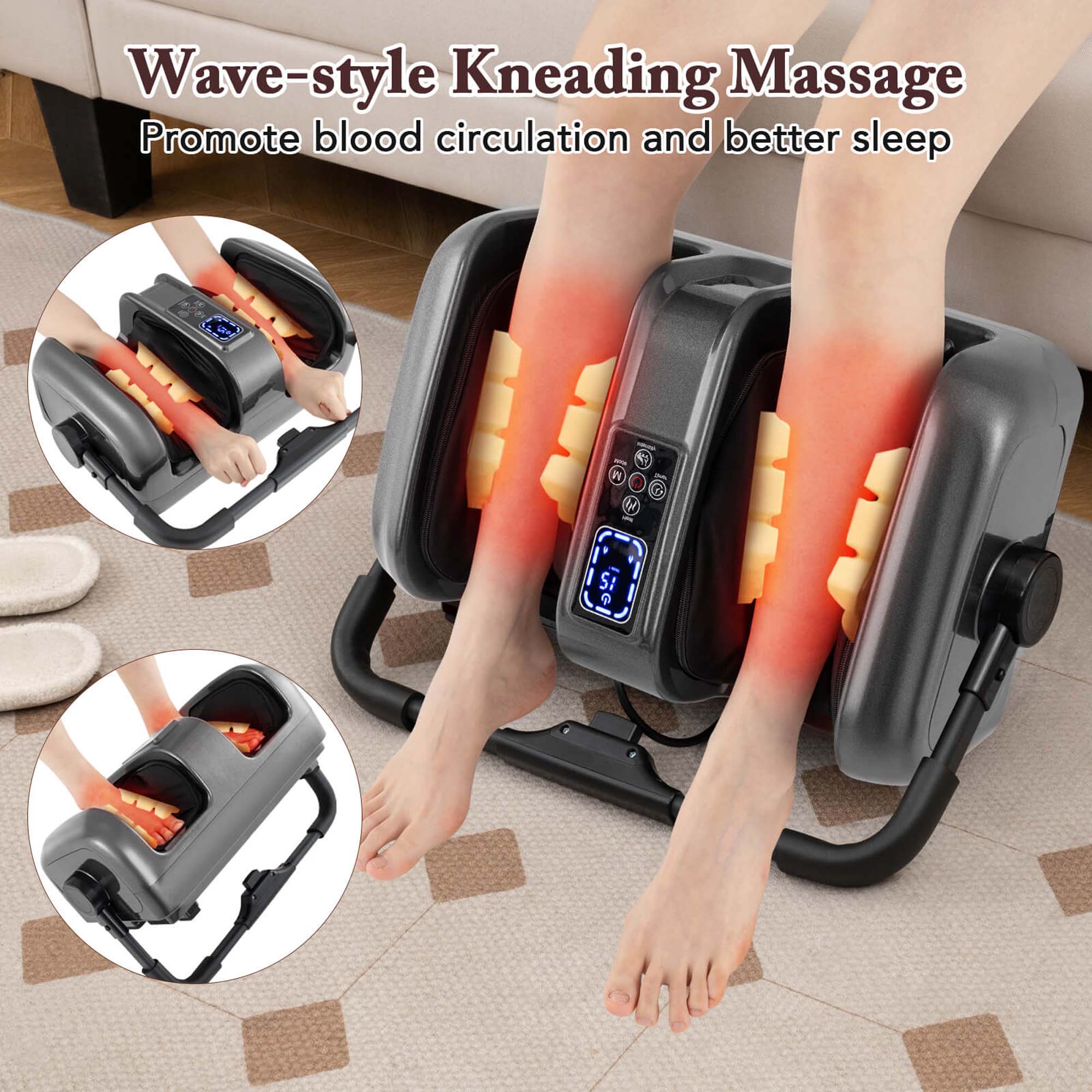 Costway Foot Calf Massager Deep Kneading Shiatsu Massager Machine with Heat Gray Gray Black COST01982 Best Buy