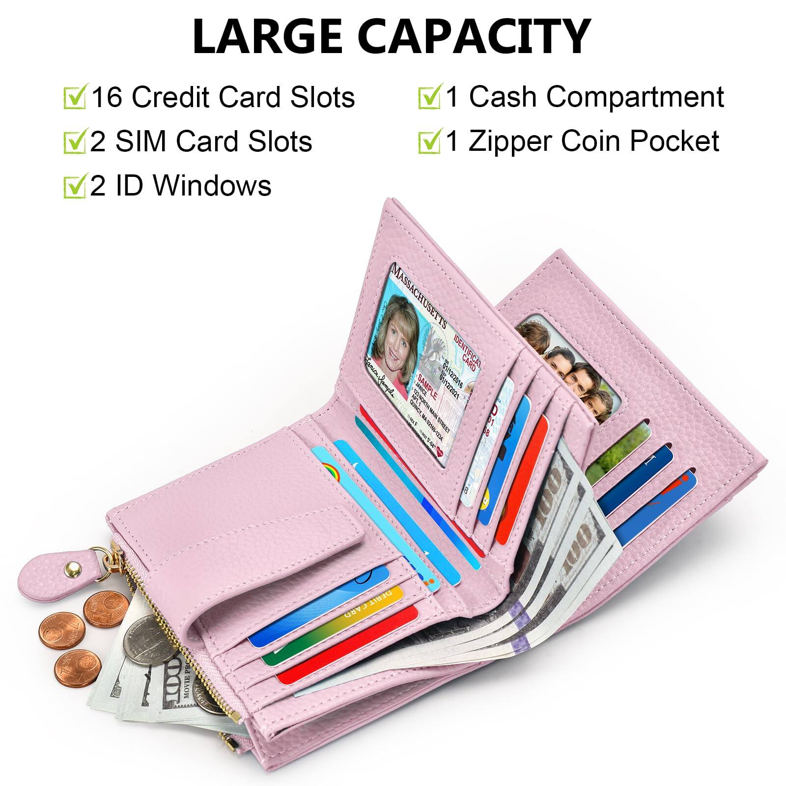 Jadie Link Small Wallet Women Rfid Blocking Bifold Compact Credit Card ...