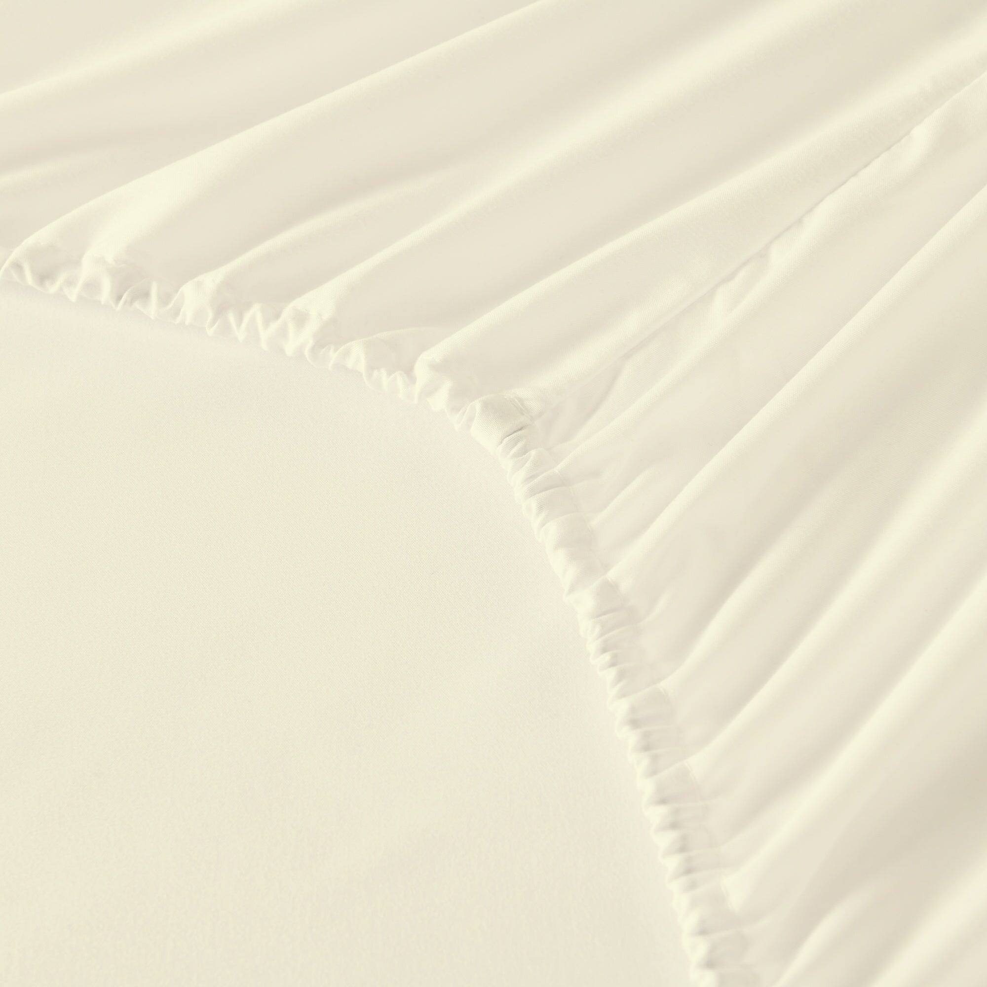 MarCielo 3/4 Pcs Soft Solid & Embroidery Bed Sheets Set Cream S4PCS_Q ...