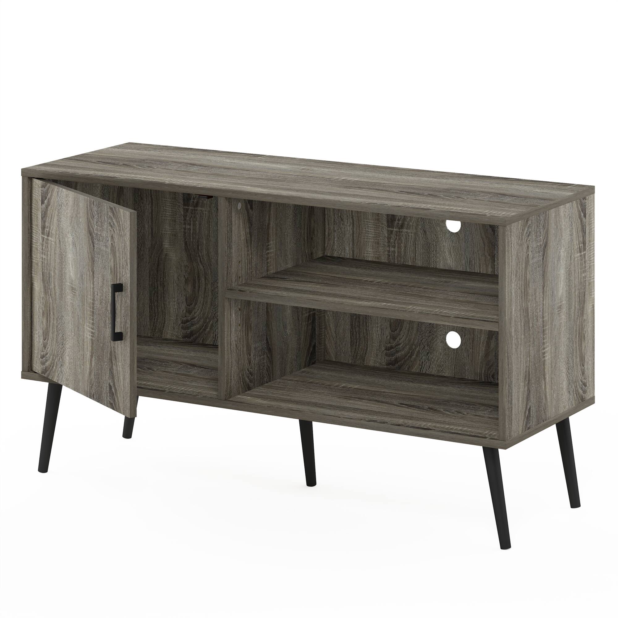Furinno Claude Mid Century Style TV Stand with Wood Legs, One Cabinet ...
