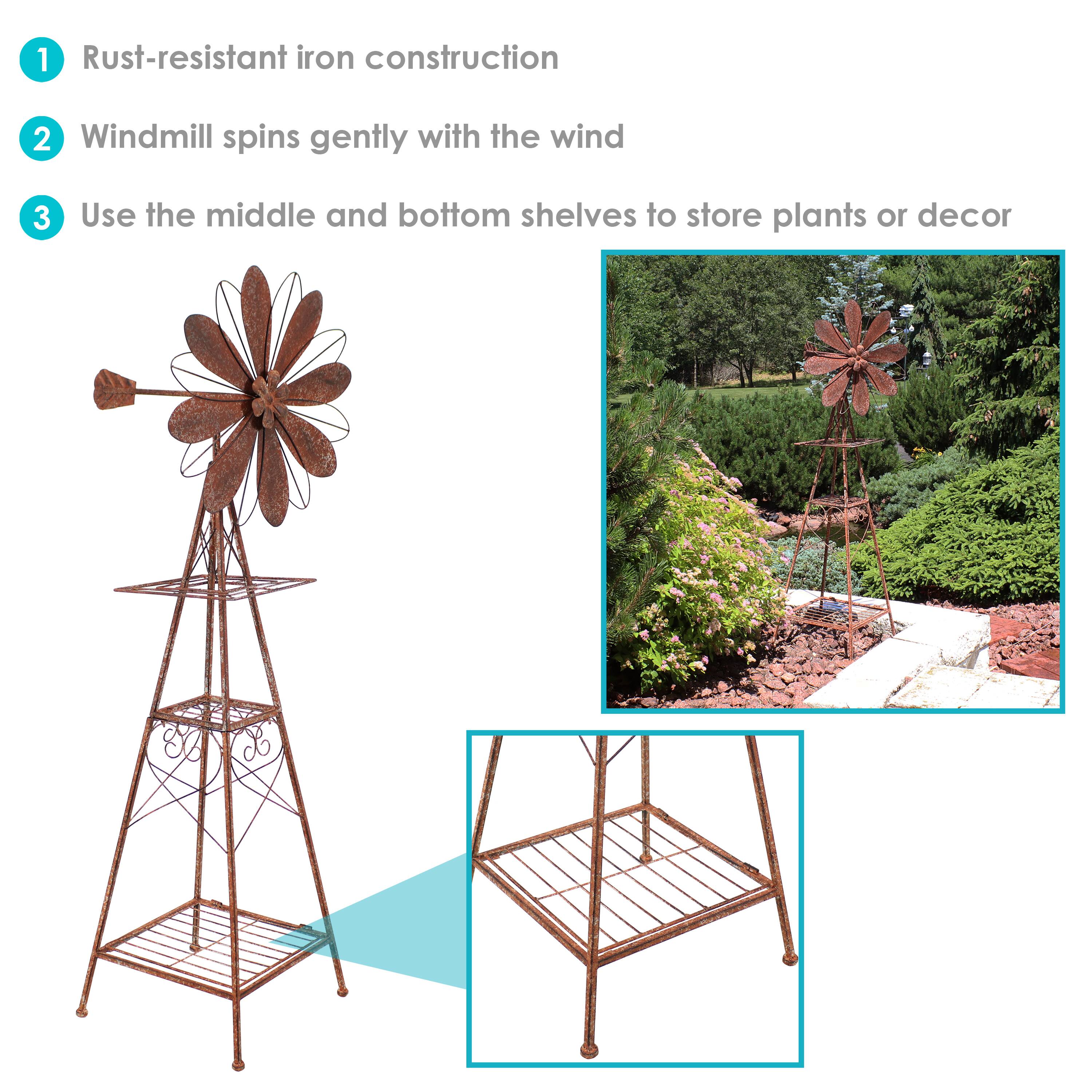 Sunnydaze Rustic Windmill Indoor/Outdoor Metal Garden Statue 51 in ...