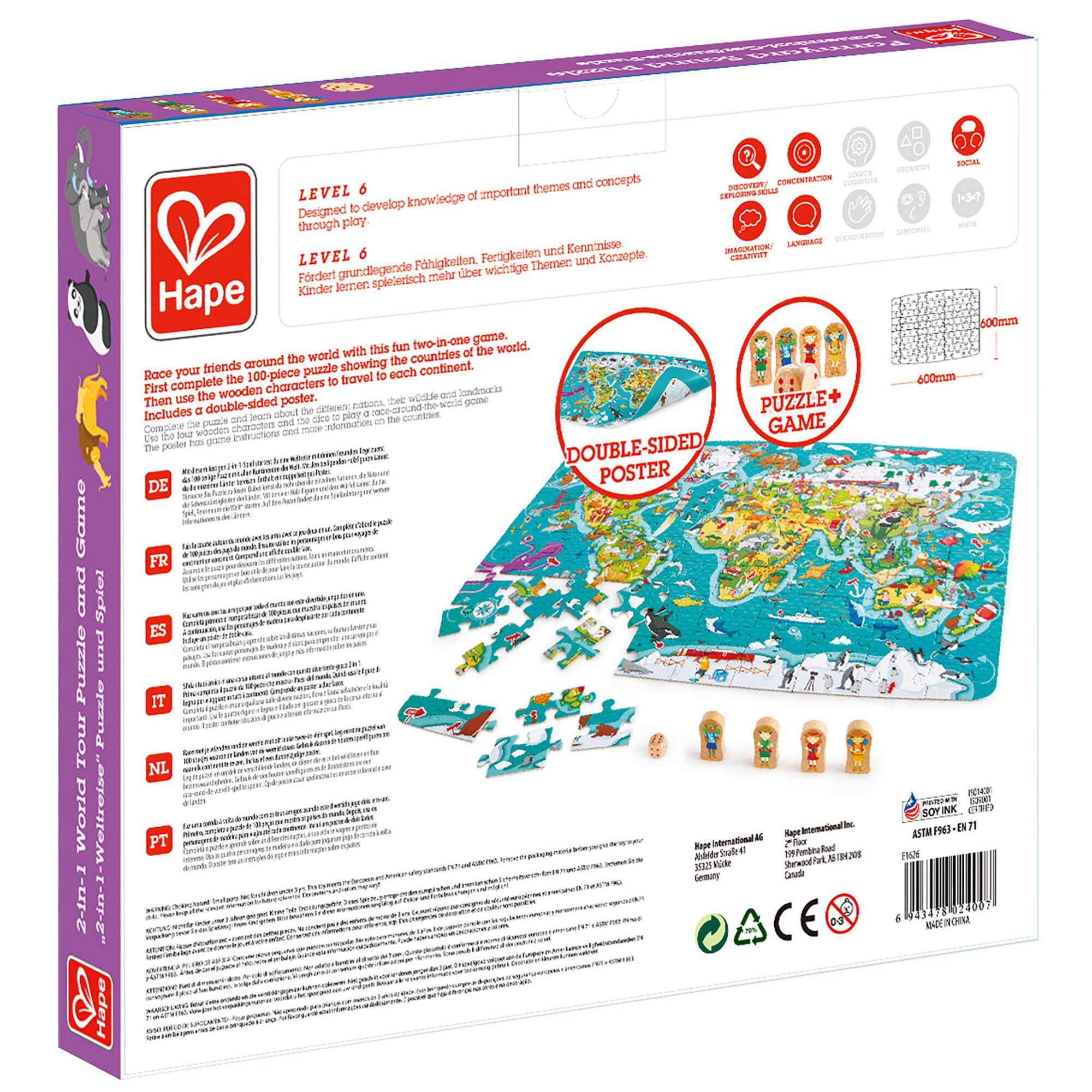 Best Buy: Hape Hape: 2-In-1 World Tour Puzzle & Game 105pc,Ages 5+ G6943478024007