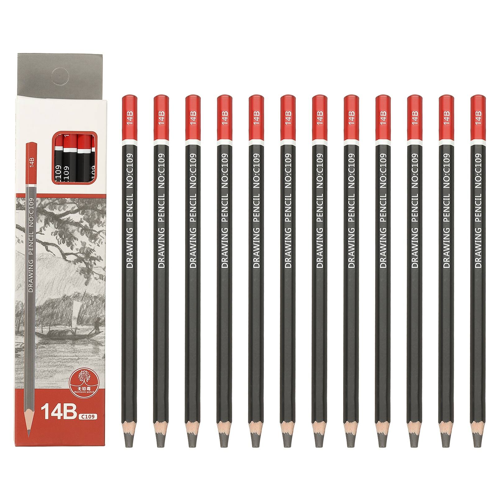 Unique Bargains 24pcs 14B Drawing Pencils Hexagonal Pre sharpened for ...