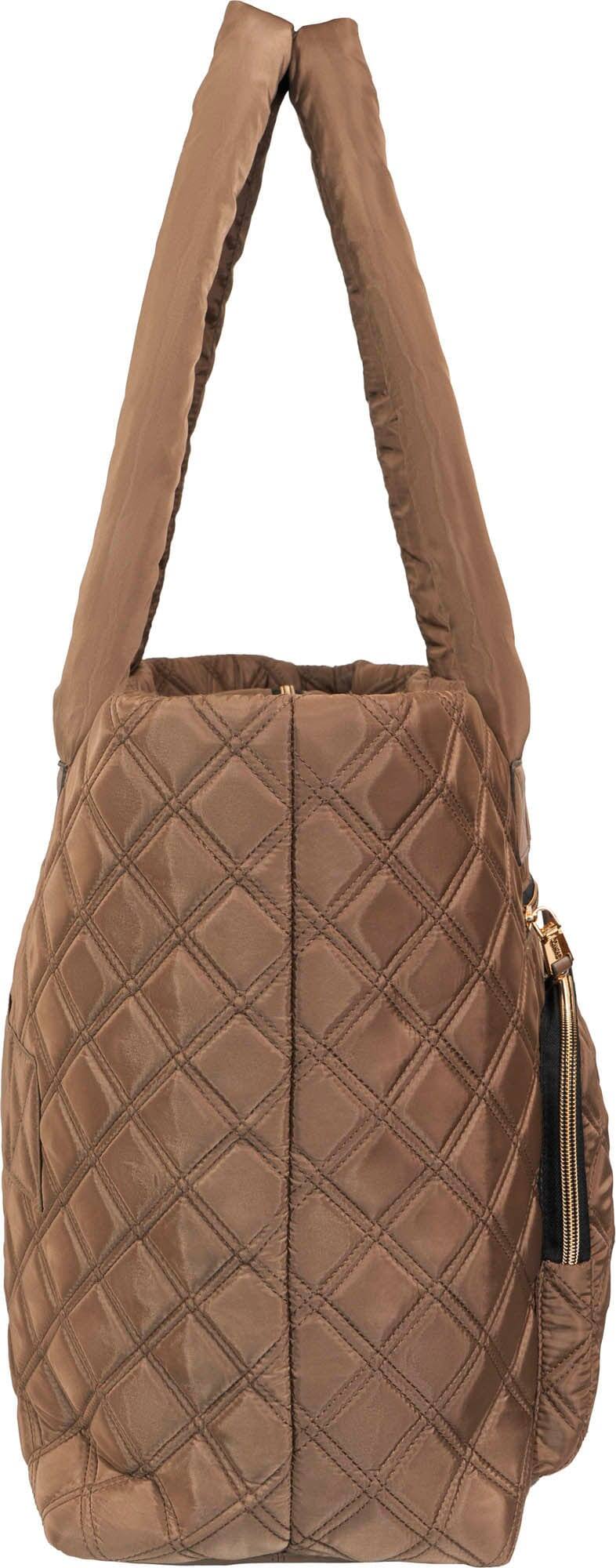 Joan & David 21 Inch Diamond Quilted Nylon Workbook Tote Taupe JDT1005 ...