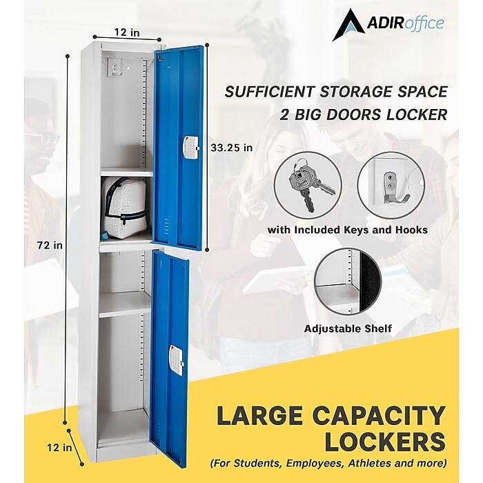AdirOffice Storage Locker 629 Series 72" H 2 Tier Steel Digital Lock 2 ...