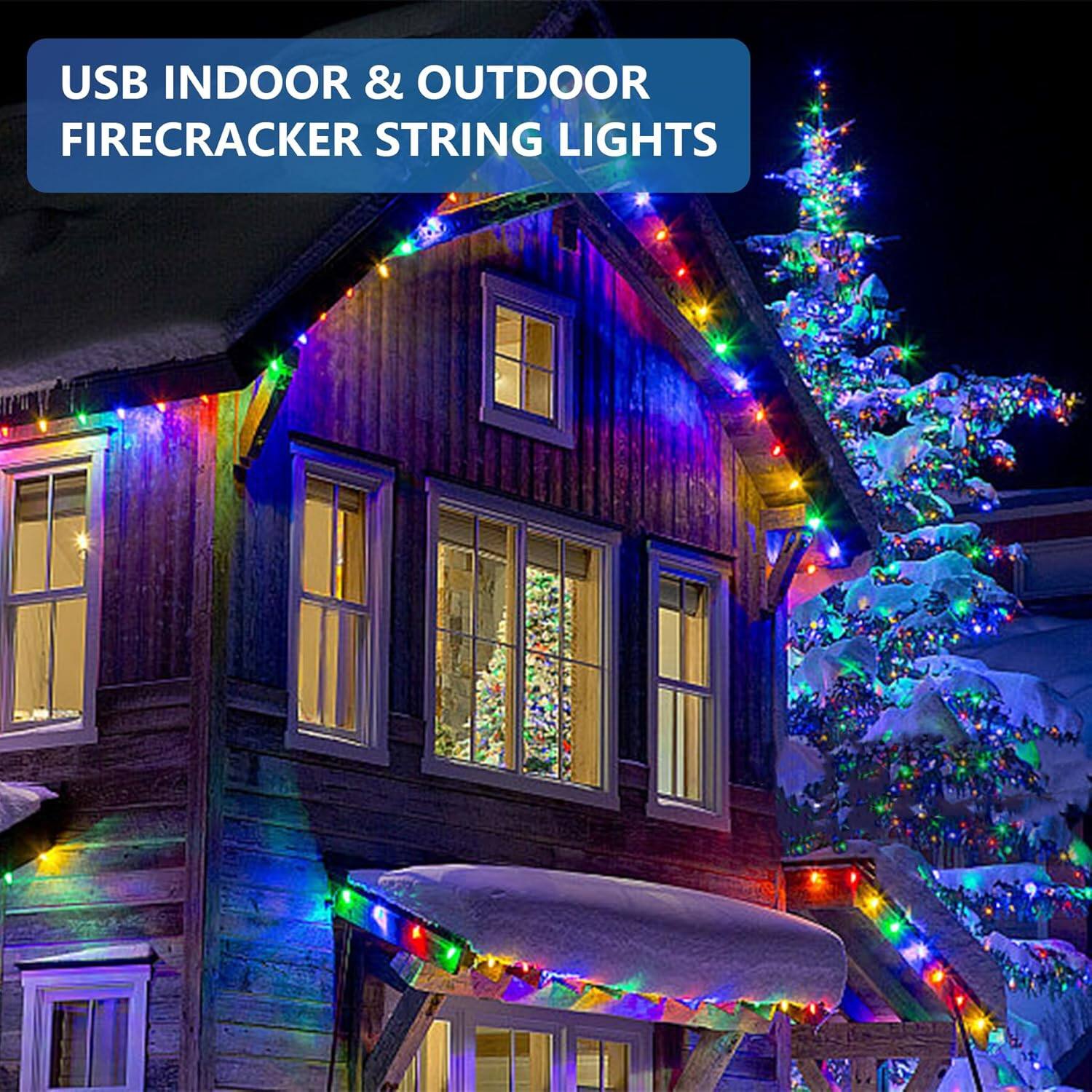 PARKER SLATER 200LED Multicolor Firecracker String Lights – USB, 8 ...