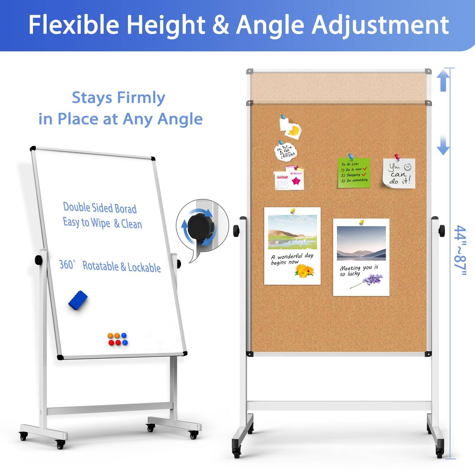 Stylel Star Double sided Whiteboard And Corkboard On Wheels 48 X 32 ...