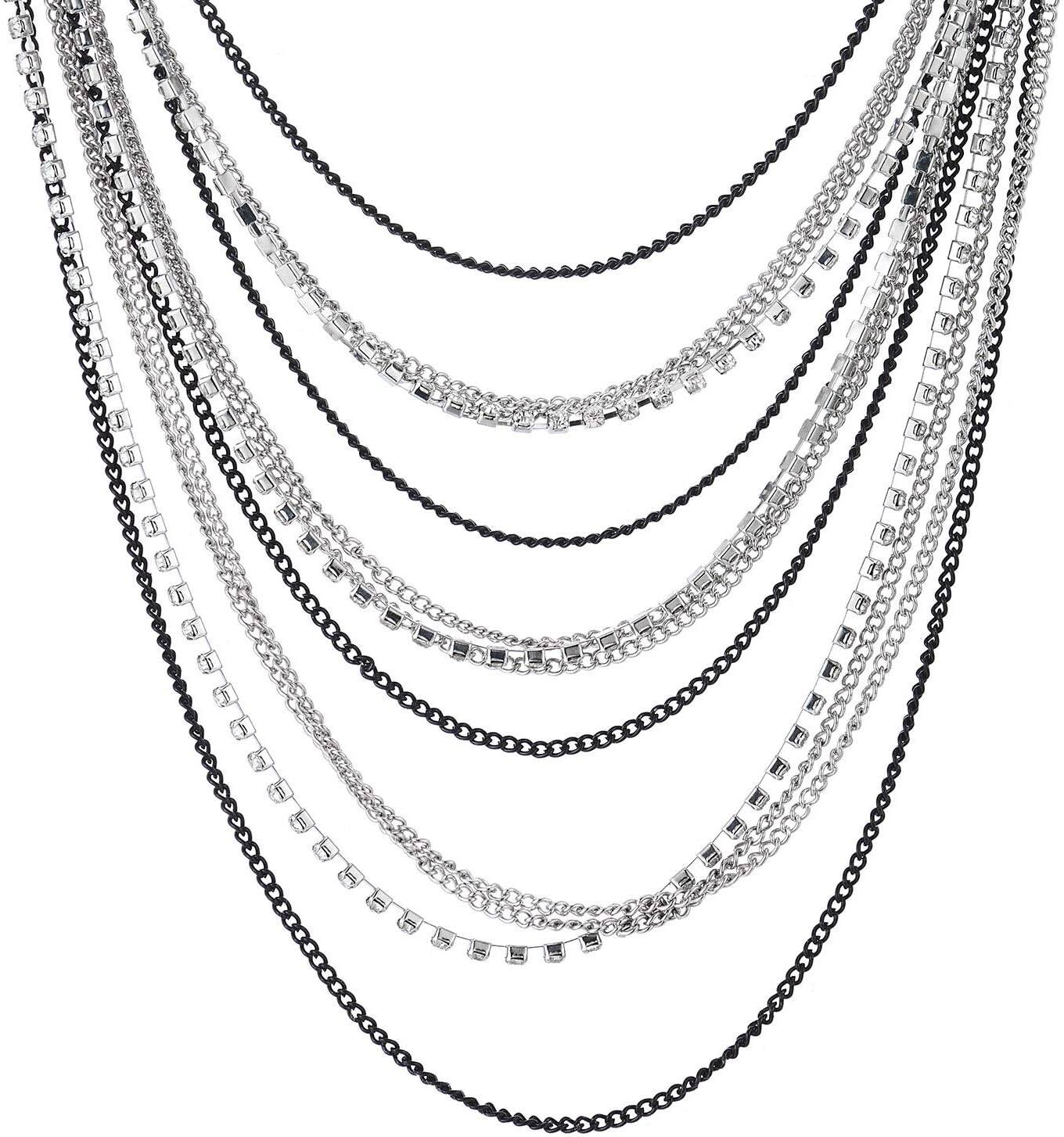 Live At Space Multi Strand Rhinestone Waterfall Necklace Statement ...