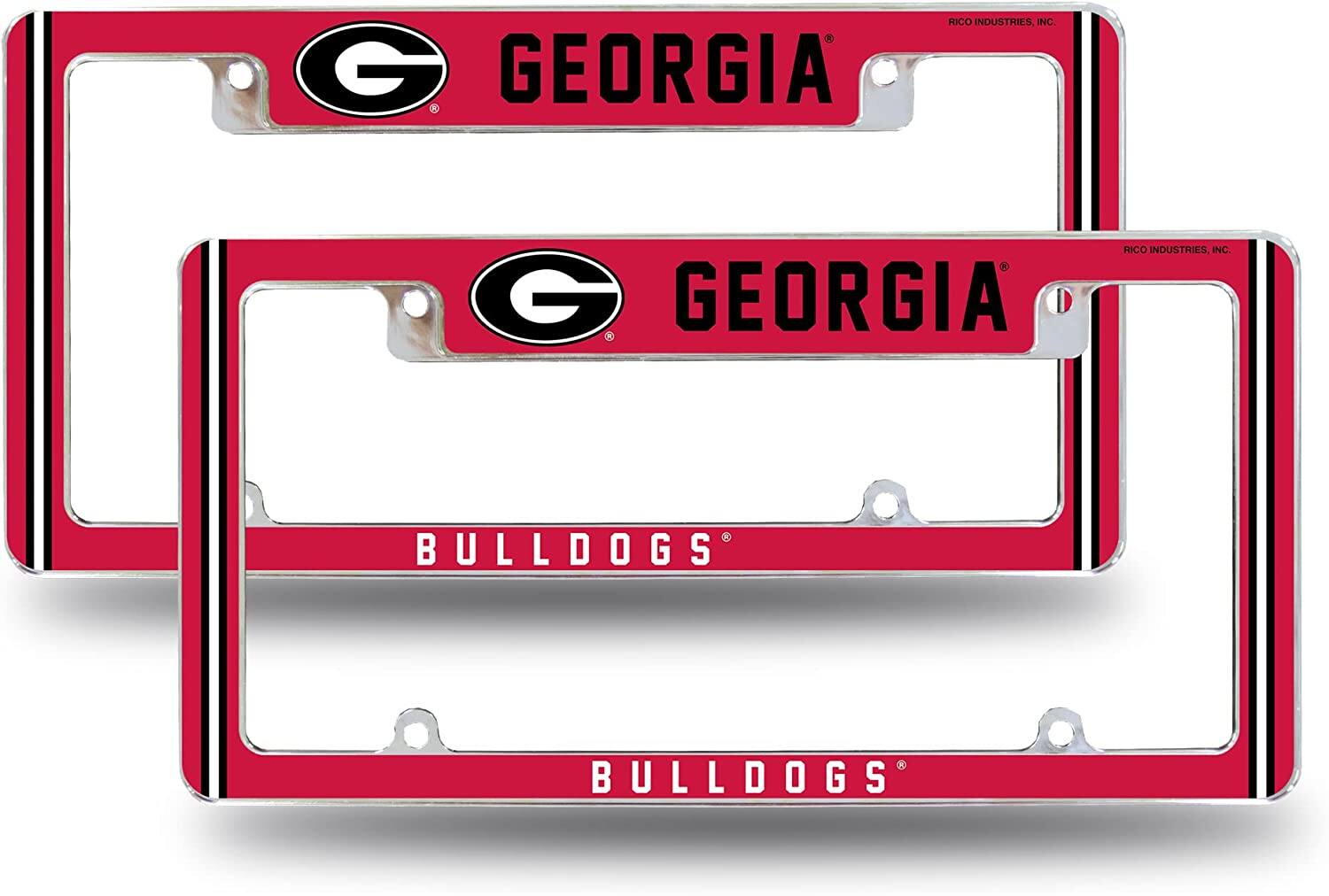 Rico Industries Georgia NCAA Bulldogs (Set of 2) Chrome Metal License ...