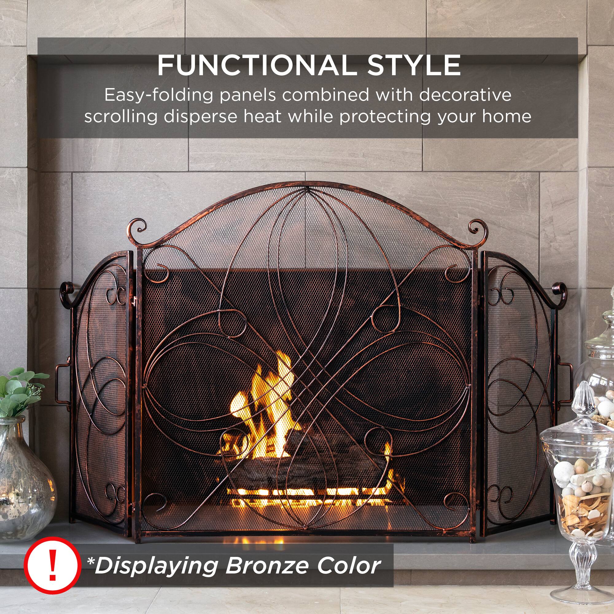Best Choice Products 3 Panel 55x33in Wrought Iron Fireplace Safety ...