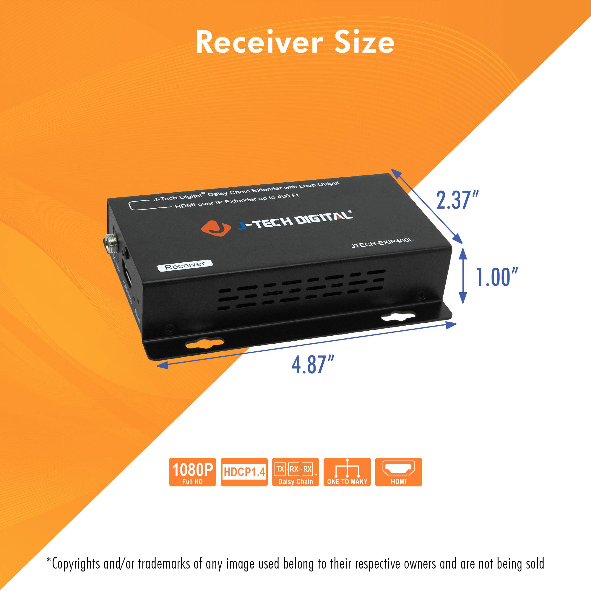 J Tech Digital 1080P 60Hz HDMI Extender Balun Over Ethernet w/ Daisy ...