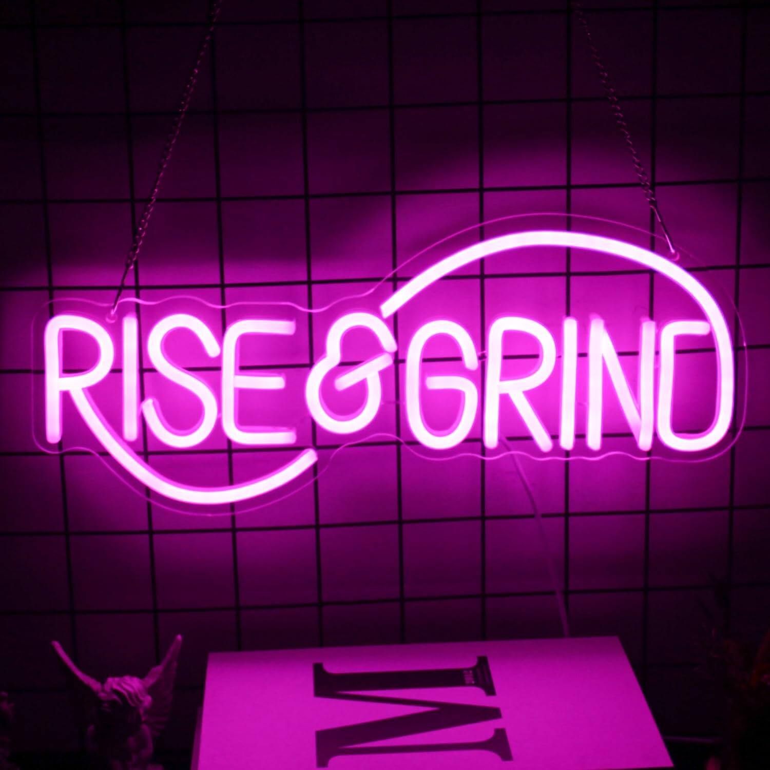 Auledio Rise & Grind Neon Sign Pink Hustle LED Neon Signs Motivational ...