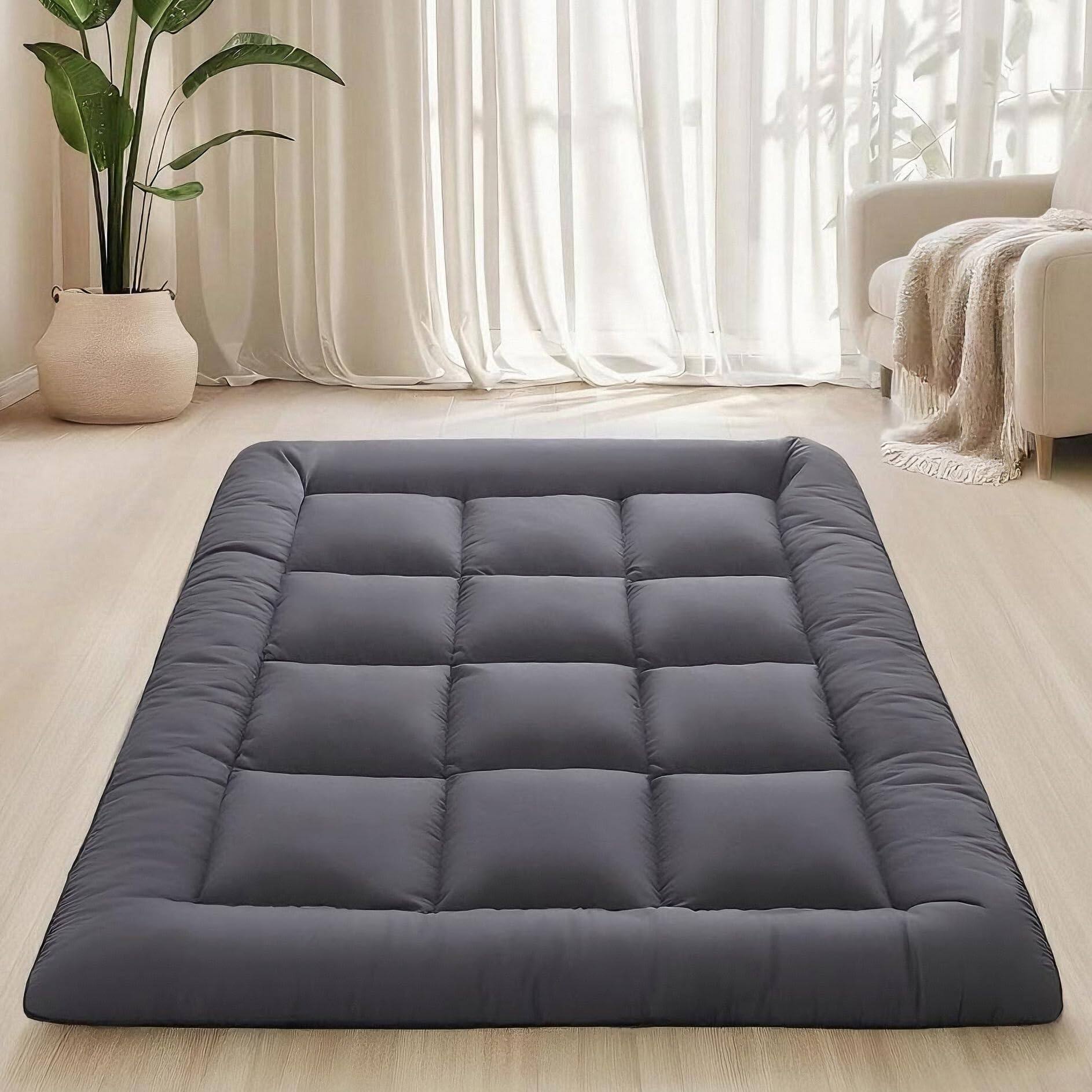 Fabibe Floor Mattress Foldable & Portable Roll Up Futon 3" Grey Tatami ...