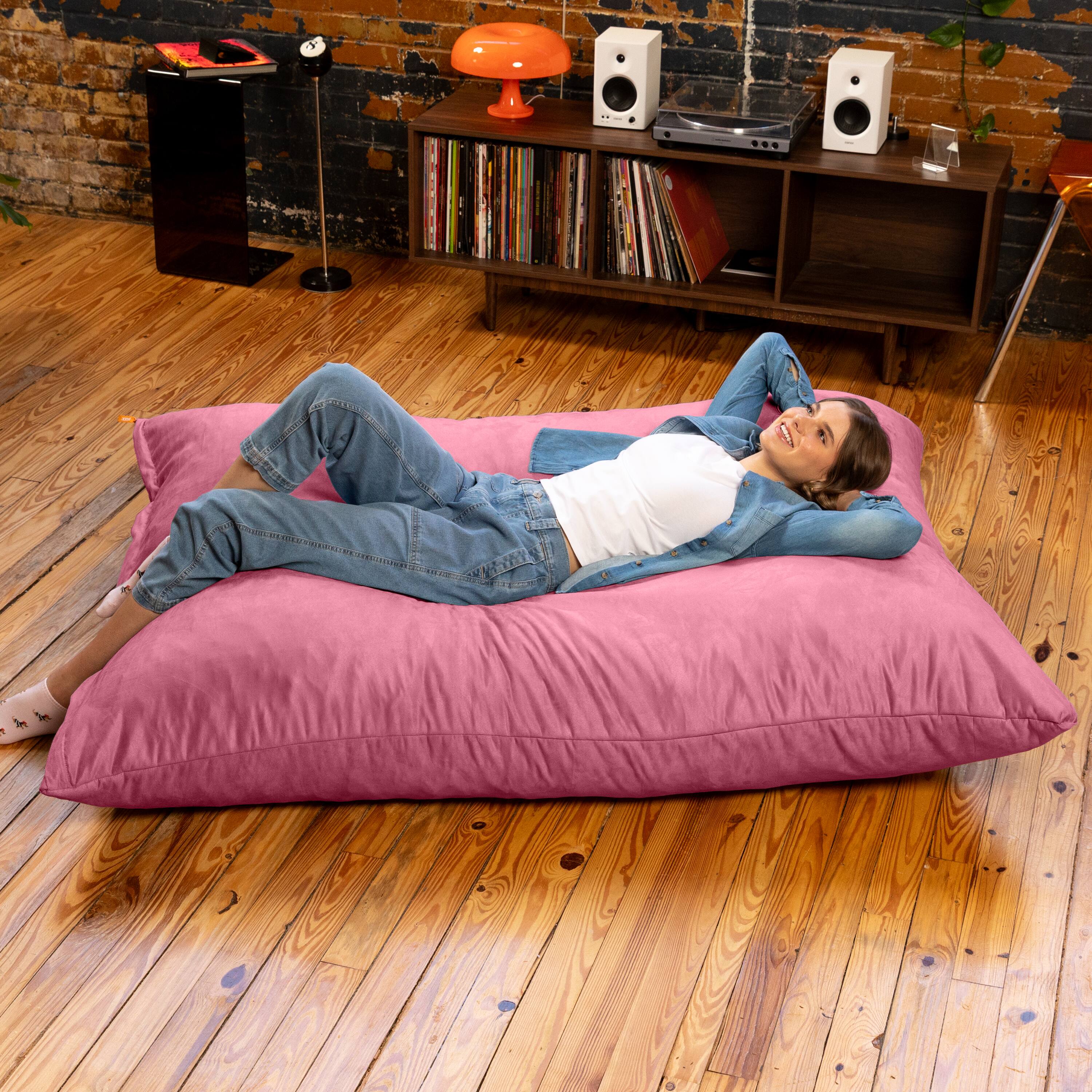 Jaxx Pillow Saxx 5.5 Foot Huge Bean Bag Floor Pillow and Lounger Pink ...
