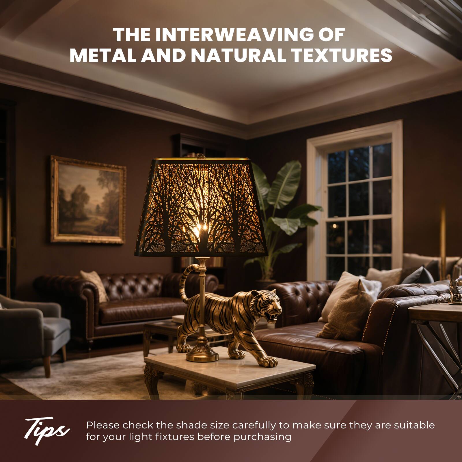 Medium Square Lamp Shades, ALUCSET Metal Lampshade with Pattern of ...