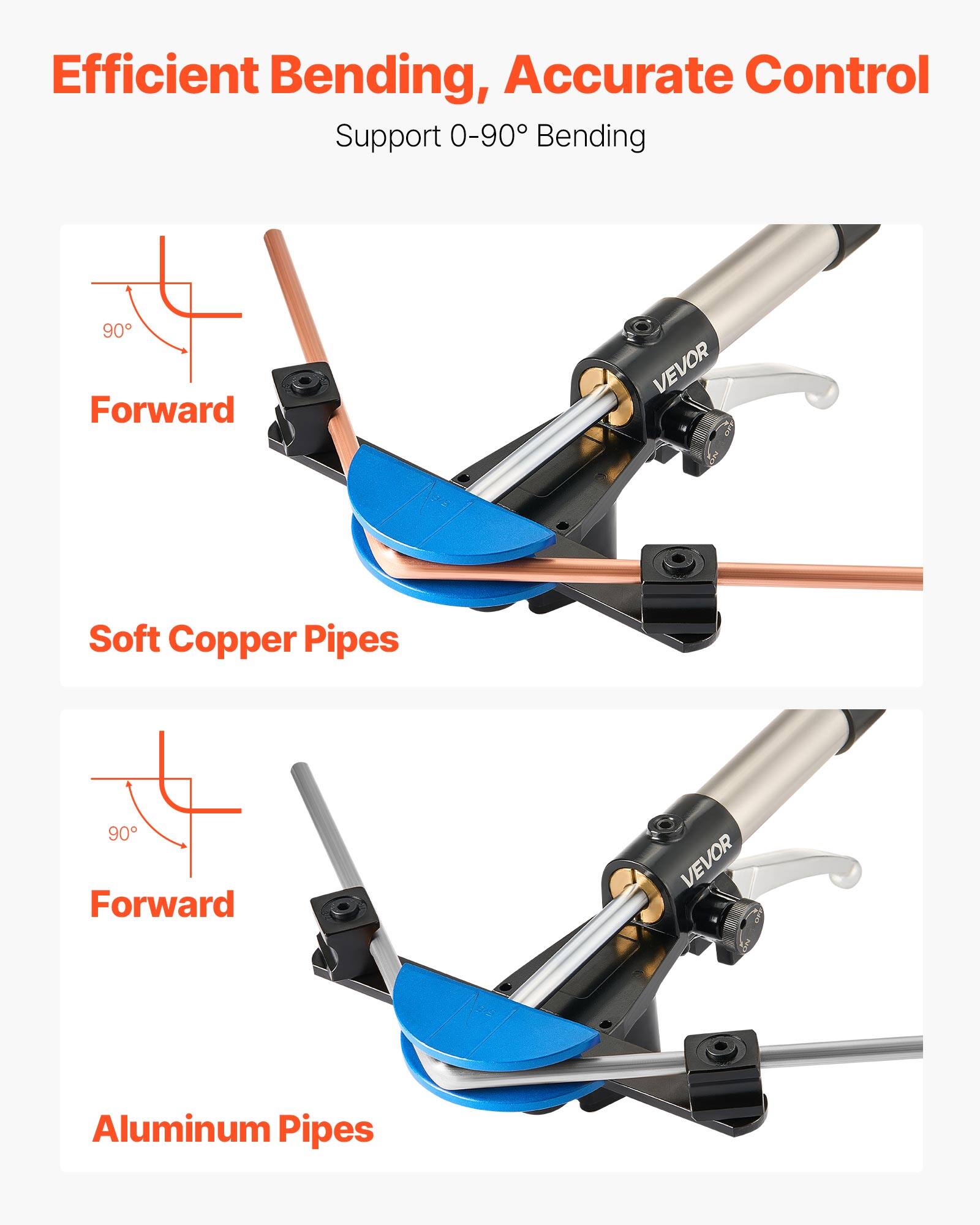 VEVOR Hydraulic Tubing Bender Kit, 1/4 to 7/8 Inch, Copper Tube Pipe ...