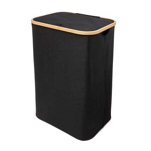 DORLUKFU 87L Laundry Hamper with Lid – Single Section Bamboo Frame ...