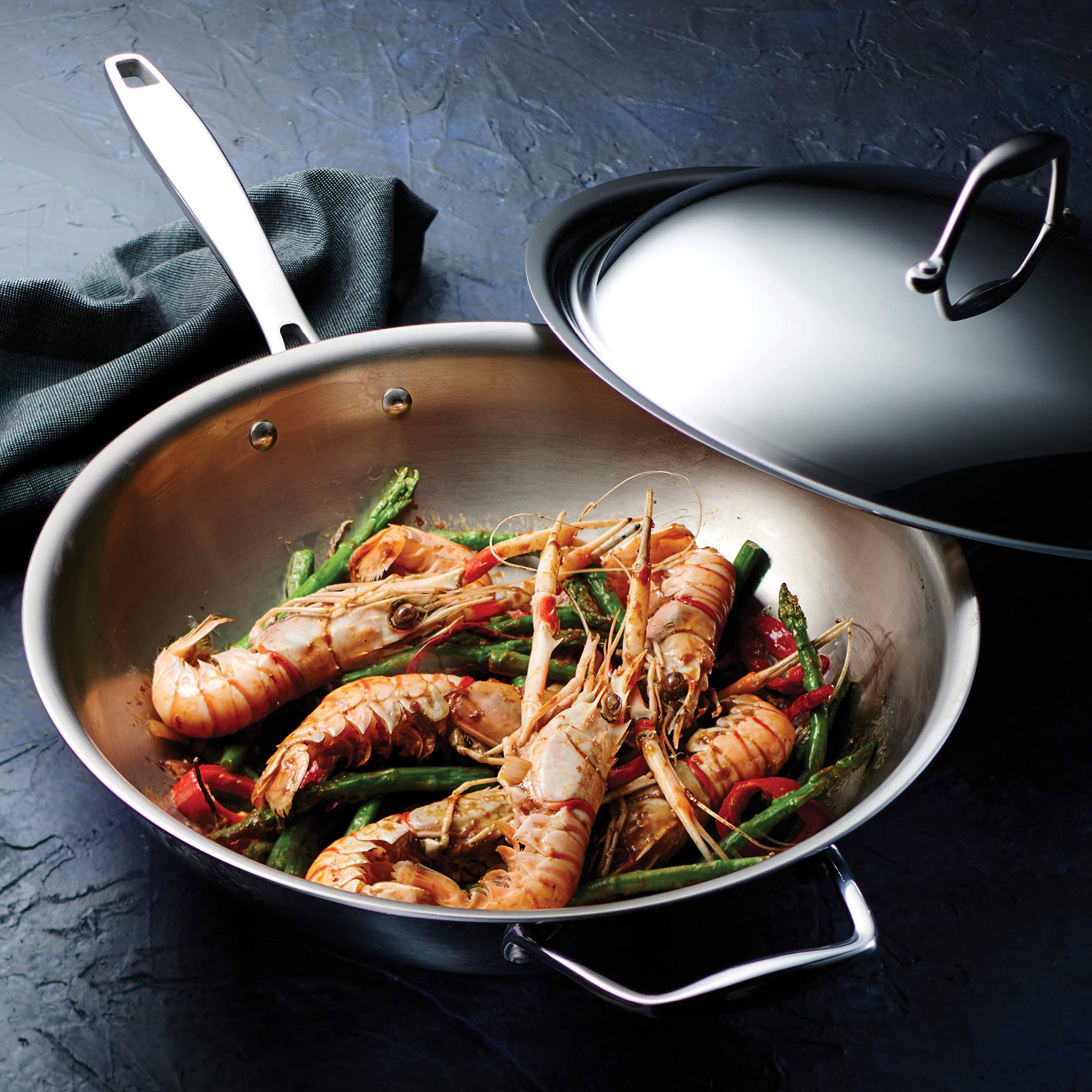 Tramontina Signature Tri Ply Clad Stainless Steel 12.5 Inch Wok with ...