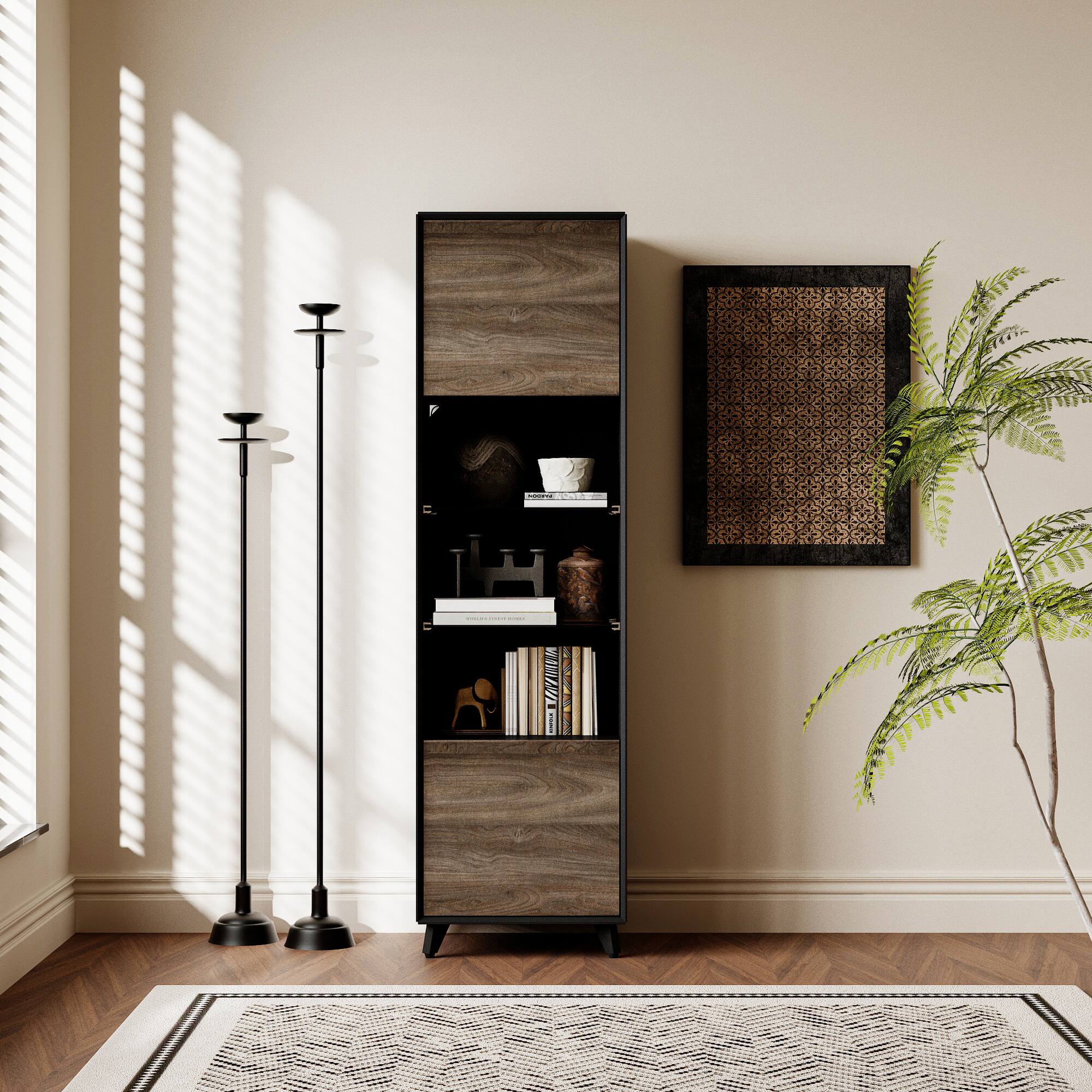 Famapy Modern Glass Shelf Bookcase with 3 Color LED Lighting, Tempered ...