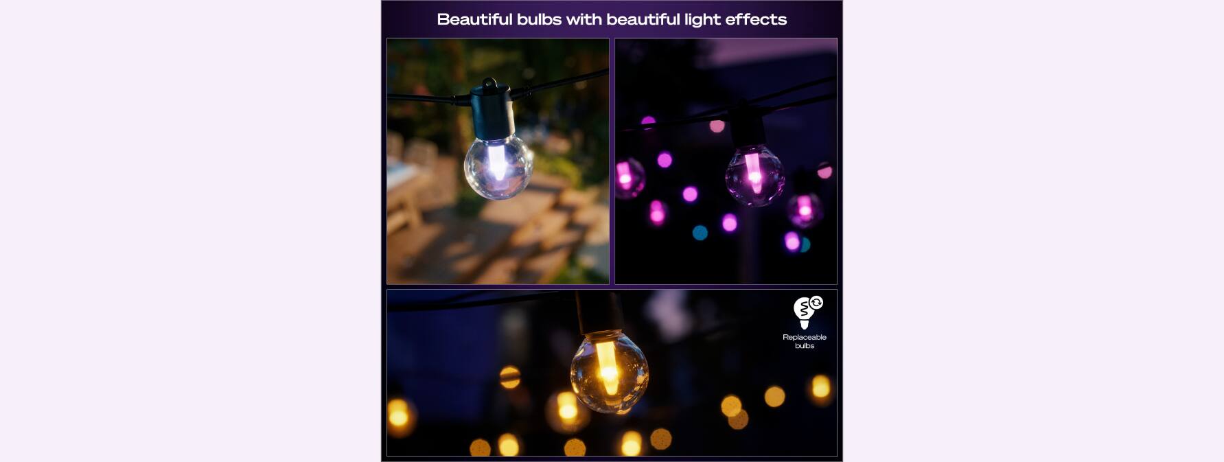 Philips Festavia Hue bulb string party lights 23 FT/ 7m NAM (8 Bulbs ...
