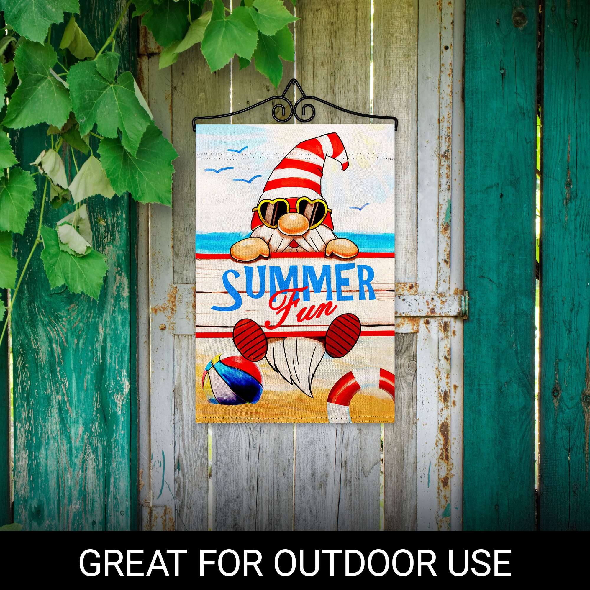 G128 14in Garden Flag Hanger with 12x18in Double Sided Gnome Garden ...