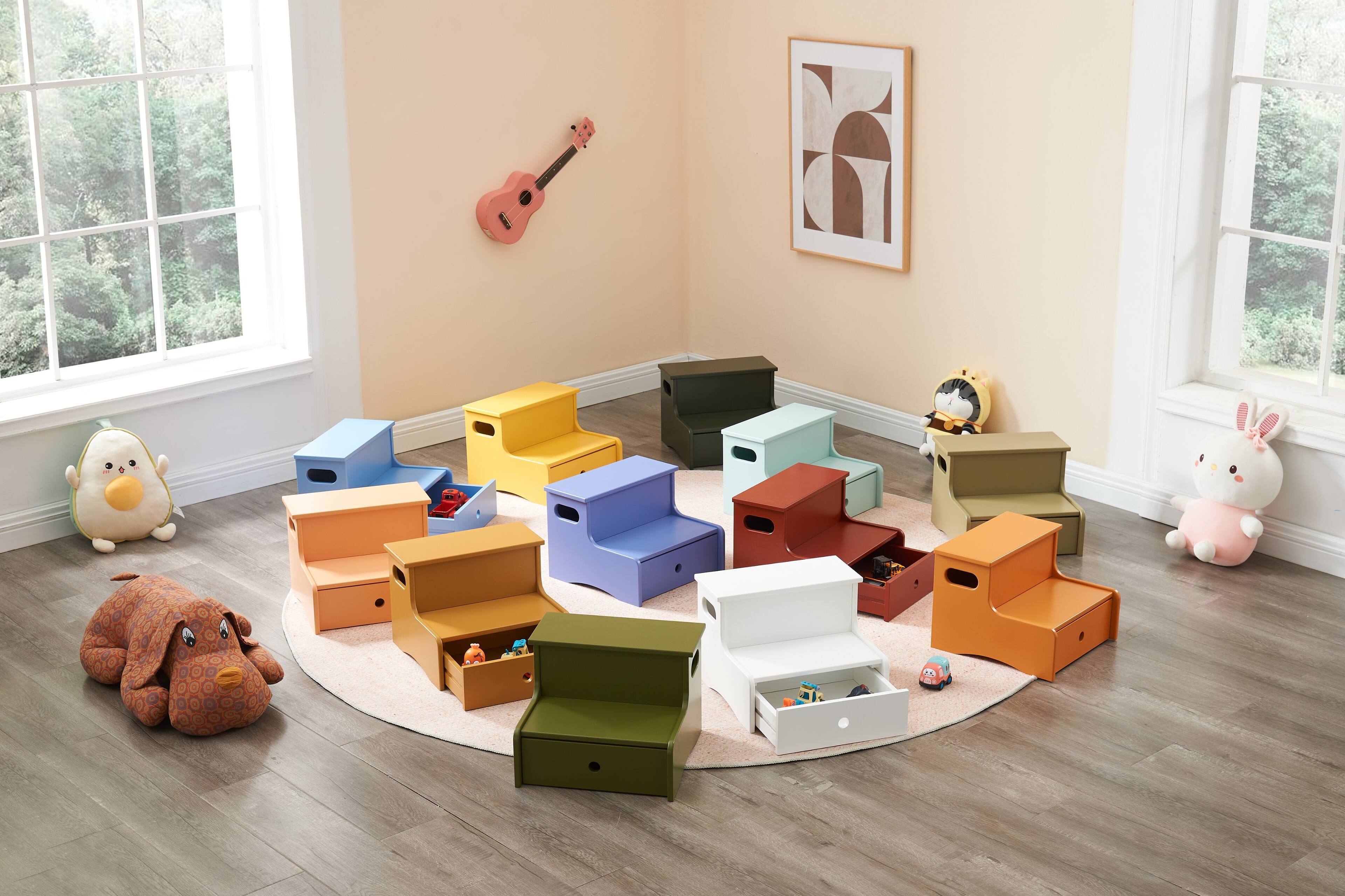 Kings Brand Furniture Wooden Toddler Step Stool for Kids with Storage ...