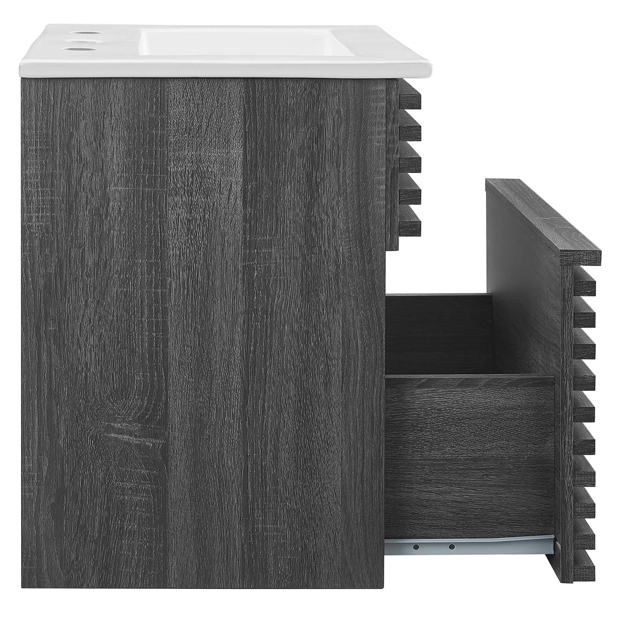 Modway Render Wall Mount Bathroom Vanity with White Basin Included ...