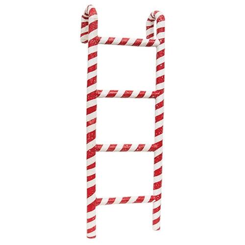 BreeBe Distressed Paper Mache Candy Cane Stripe Ladder 29"H Red, White ...