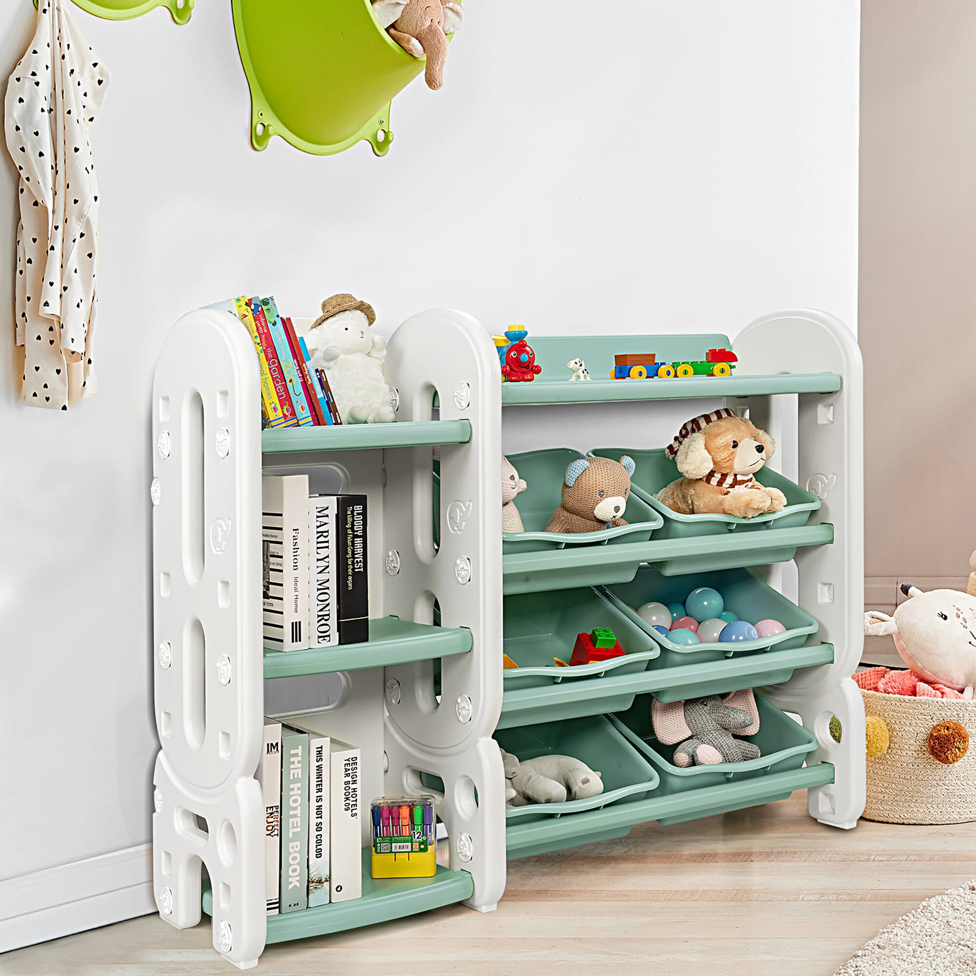 Costway Kids Toy Storage Organizer w/Bins & Multi Layer Shelf for ...