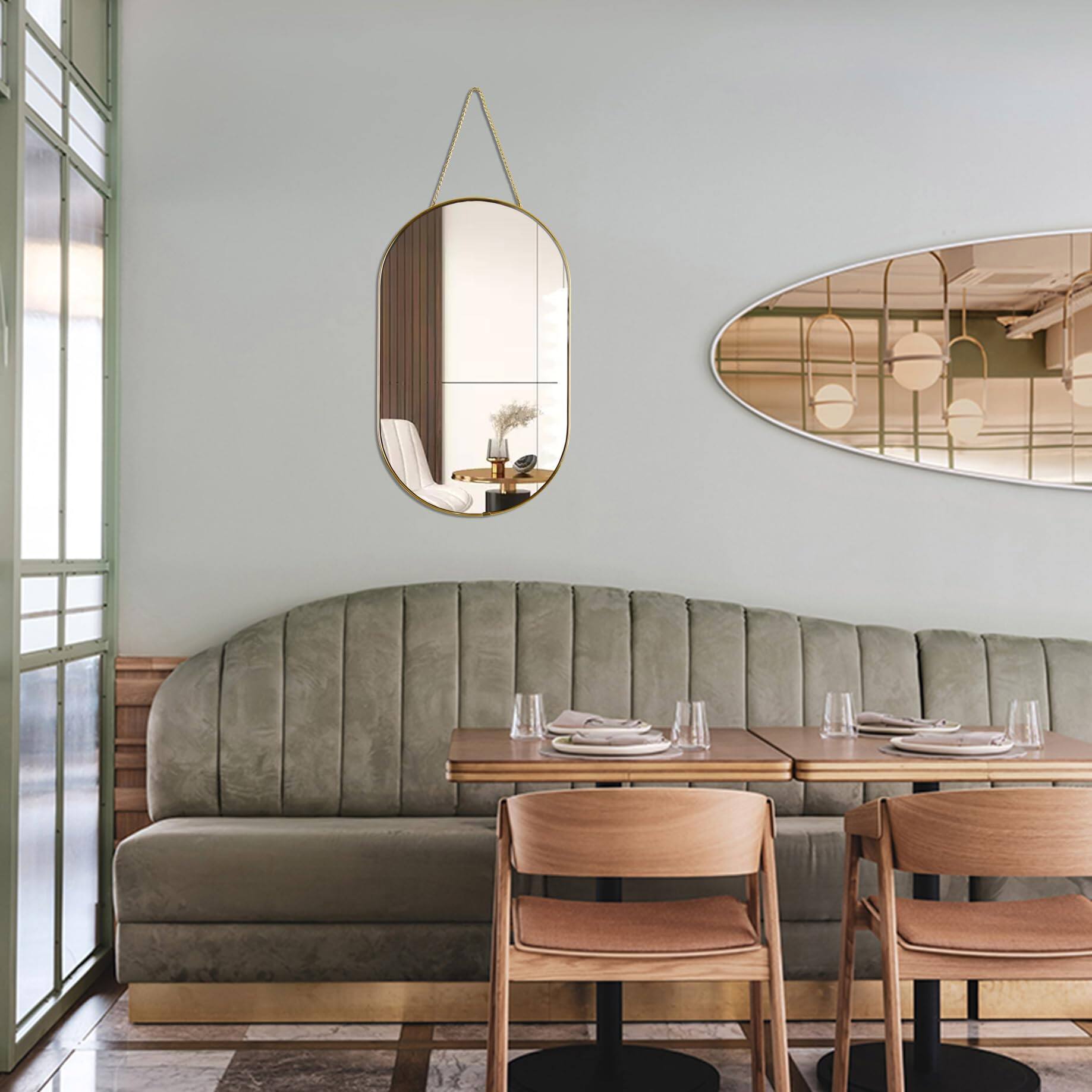 Cedar Assembly Oval Wall Mirror Shape For Bathrooms And More 16x9 Gold ...