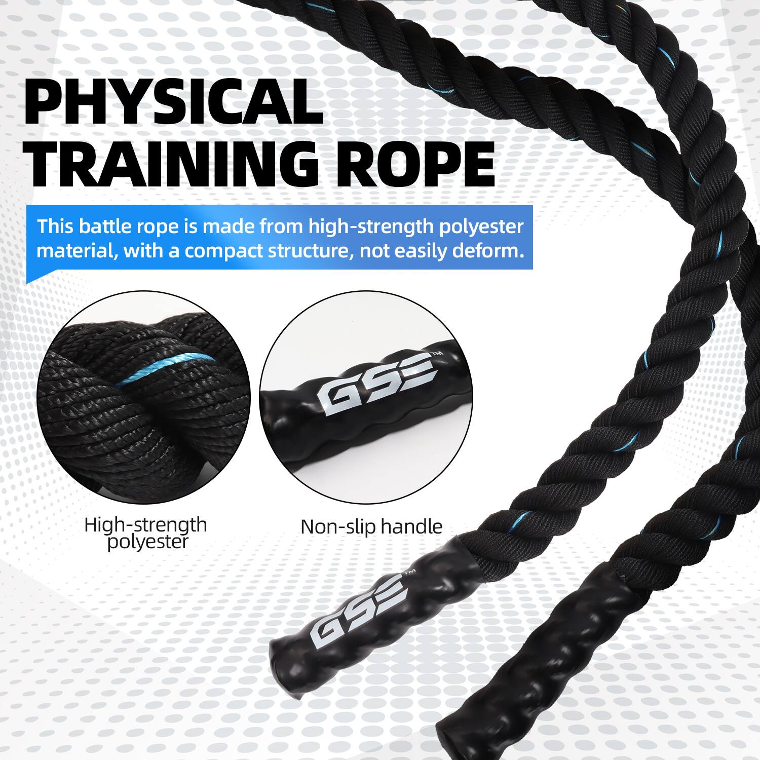 GSE Games & Sports Expert 2" Diameter Battle Rope, Workout Battle Ropes ...