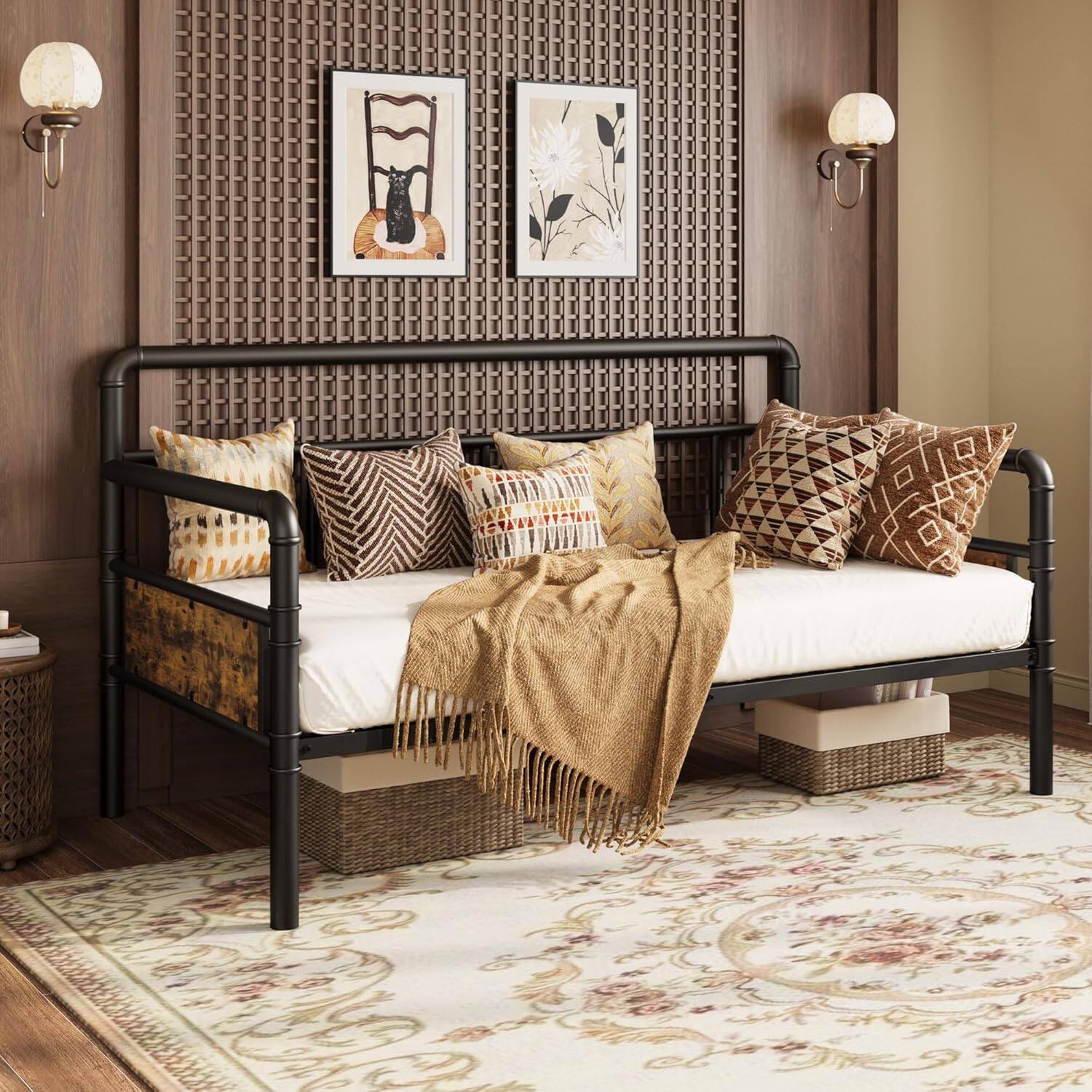 GARVEE Twin Daybed Frame, Classic Headboard Design, Metal & MDF Sofa ...