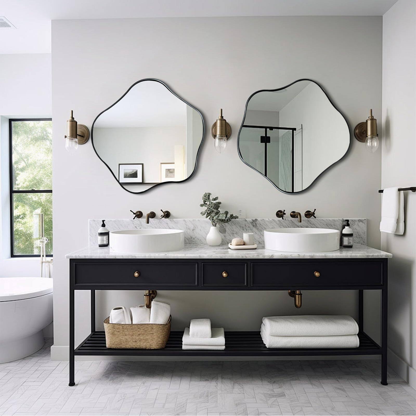 Comfort Essence Irregular Shaped Mirror 20" Asymmetrical Wall Round ...