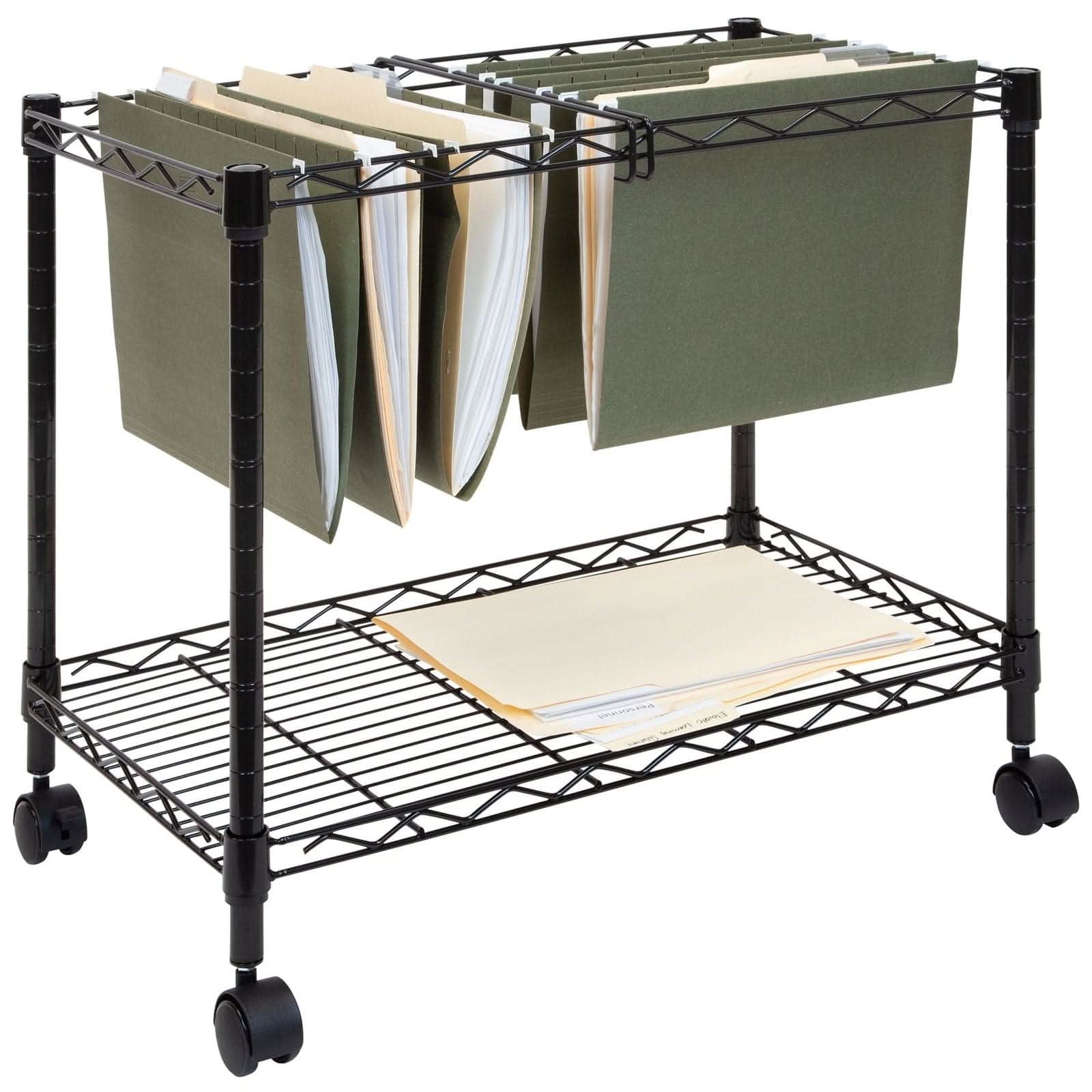 Mount It! Rolling File Cart with Folder Rack, Mobile Office Organizer ...