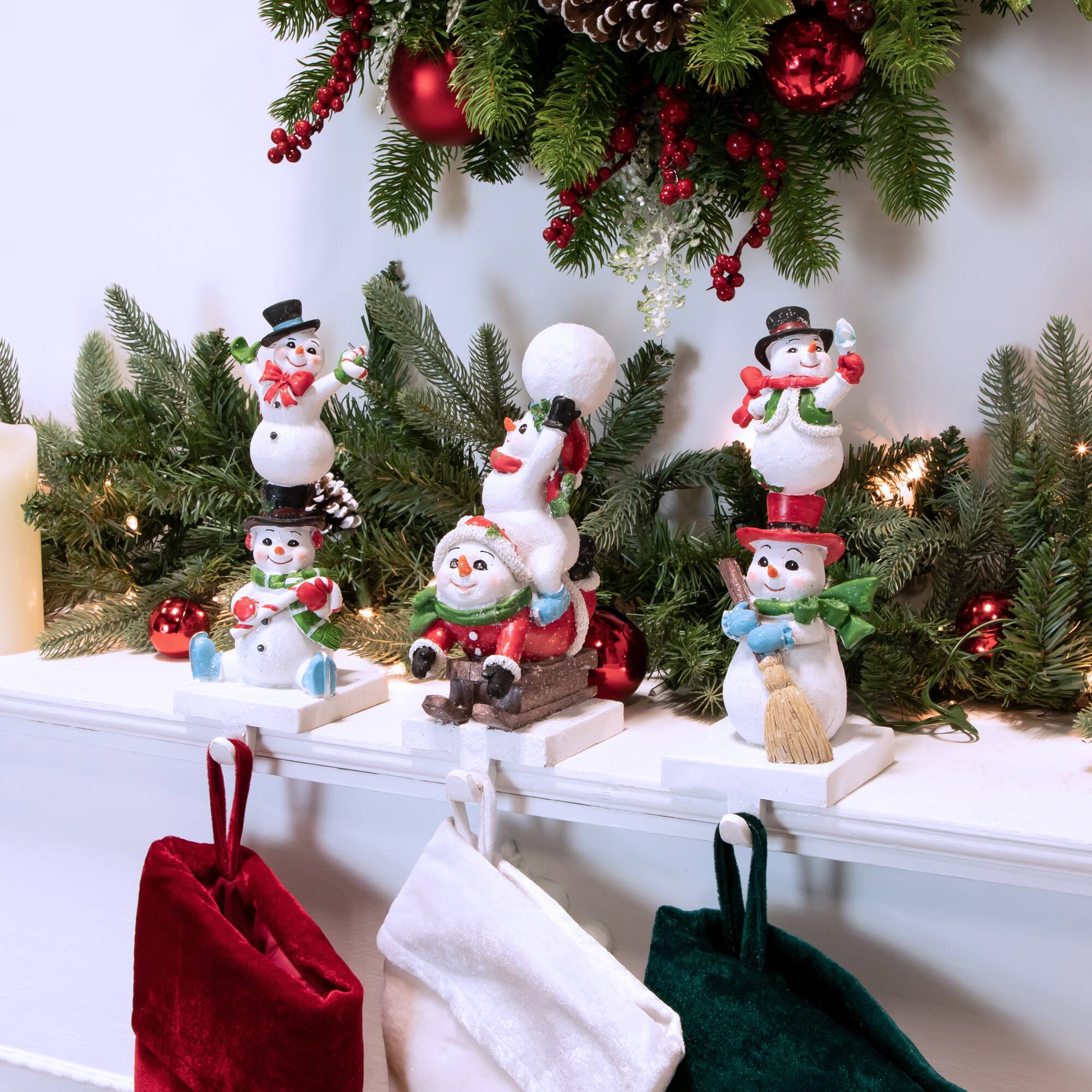 Northlight Set of 3 Snowmen Christmas Stocking Holders 9" White ...