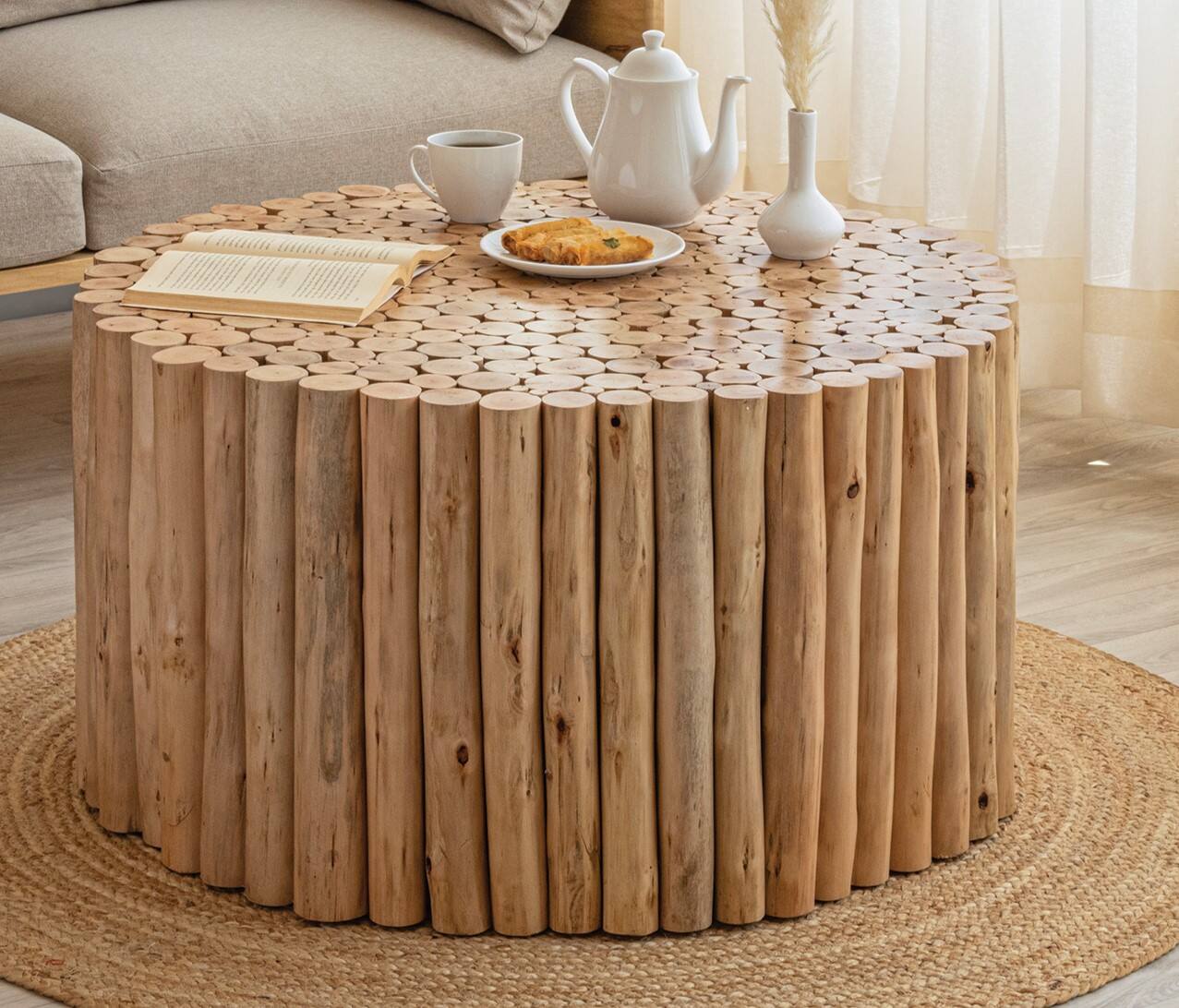 APRILSOUL Modern 2 Pieces Round Nesting Coffee Table with Drawers white ...