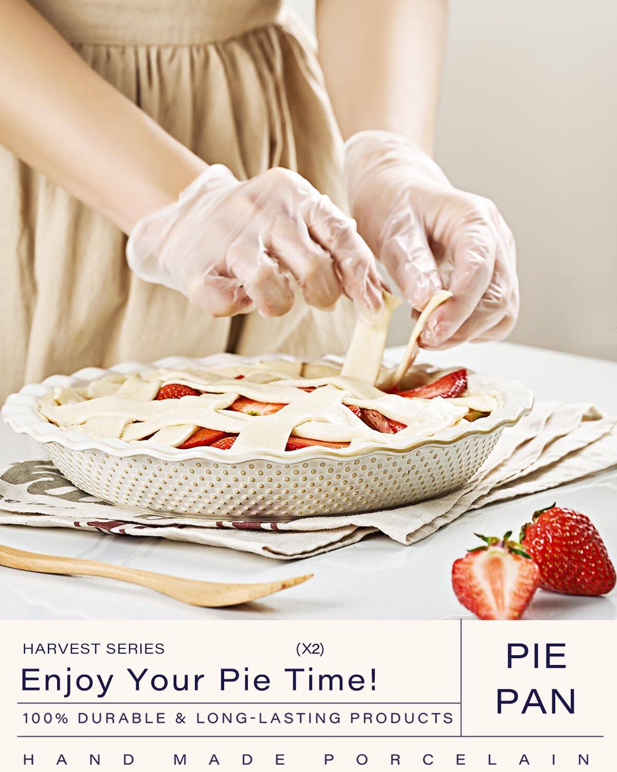 PARKER SLATER Ceramic Pie Pan Set Of 2 9 Inch Dish For Baking Non stick ...