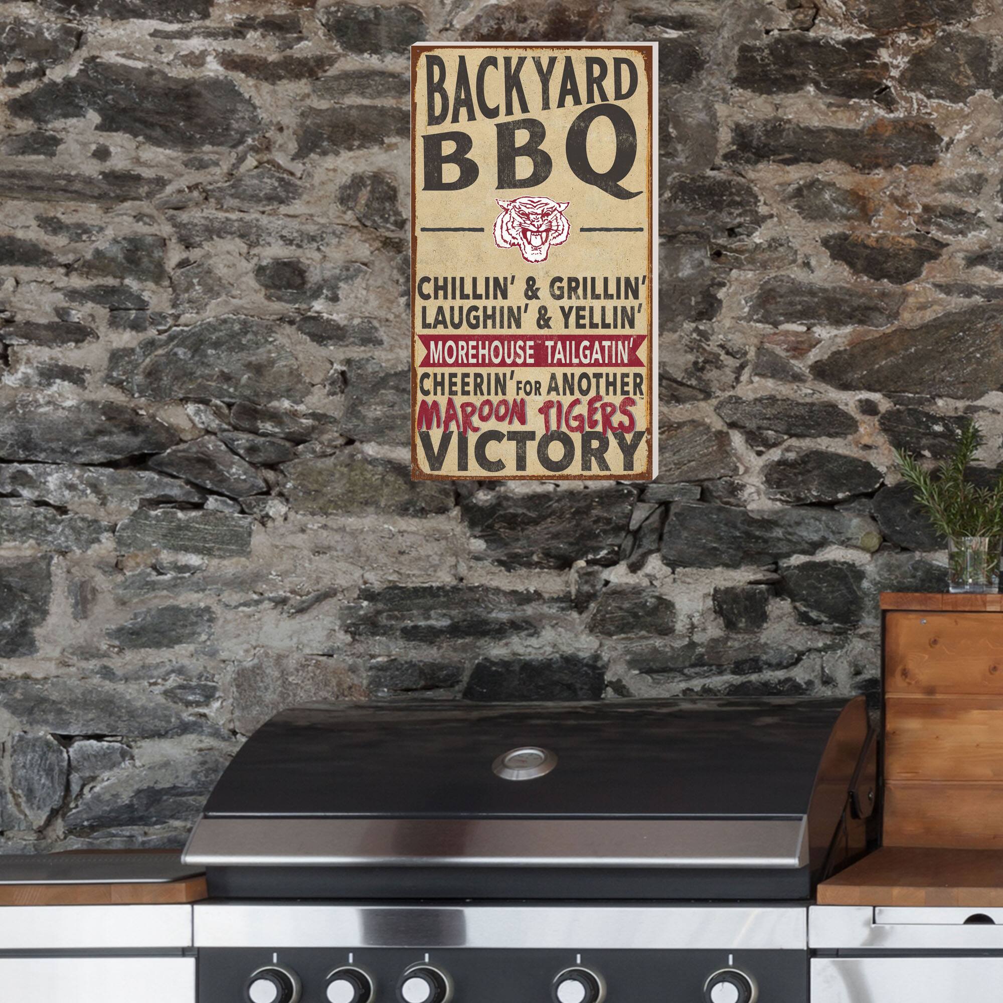 Jardine Morehouse Tigers 11'' x 20'' Indoor/Outdoor BBQ Sign Maroon ...